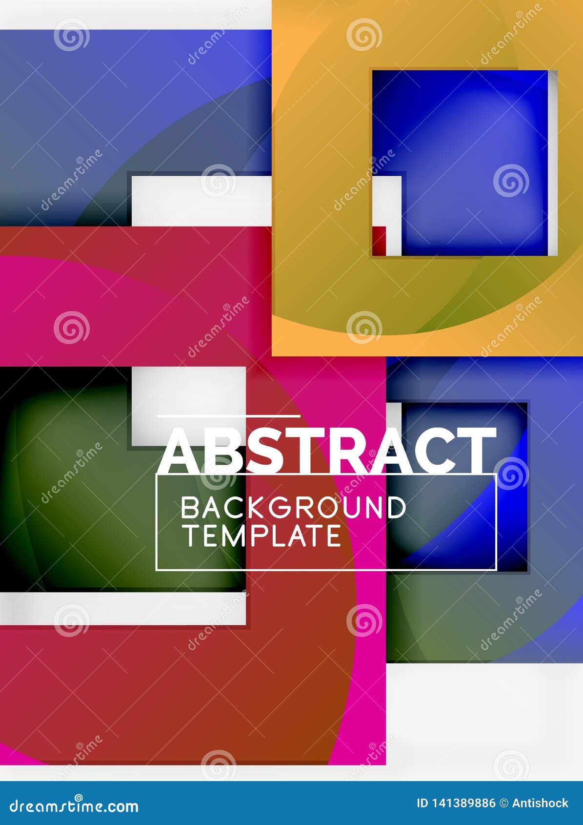 Color Square Composition with Text. Geometric Abstract Background Stock ...