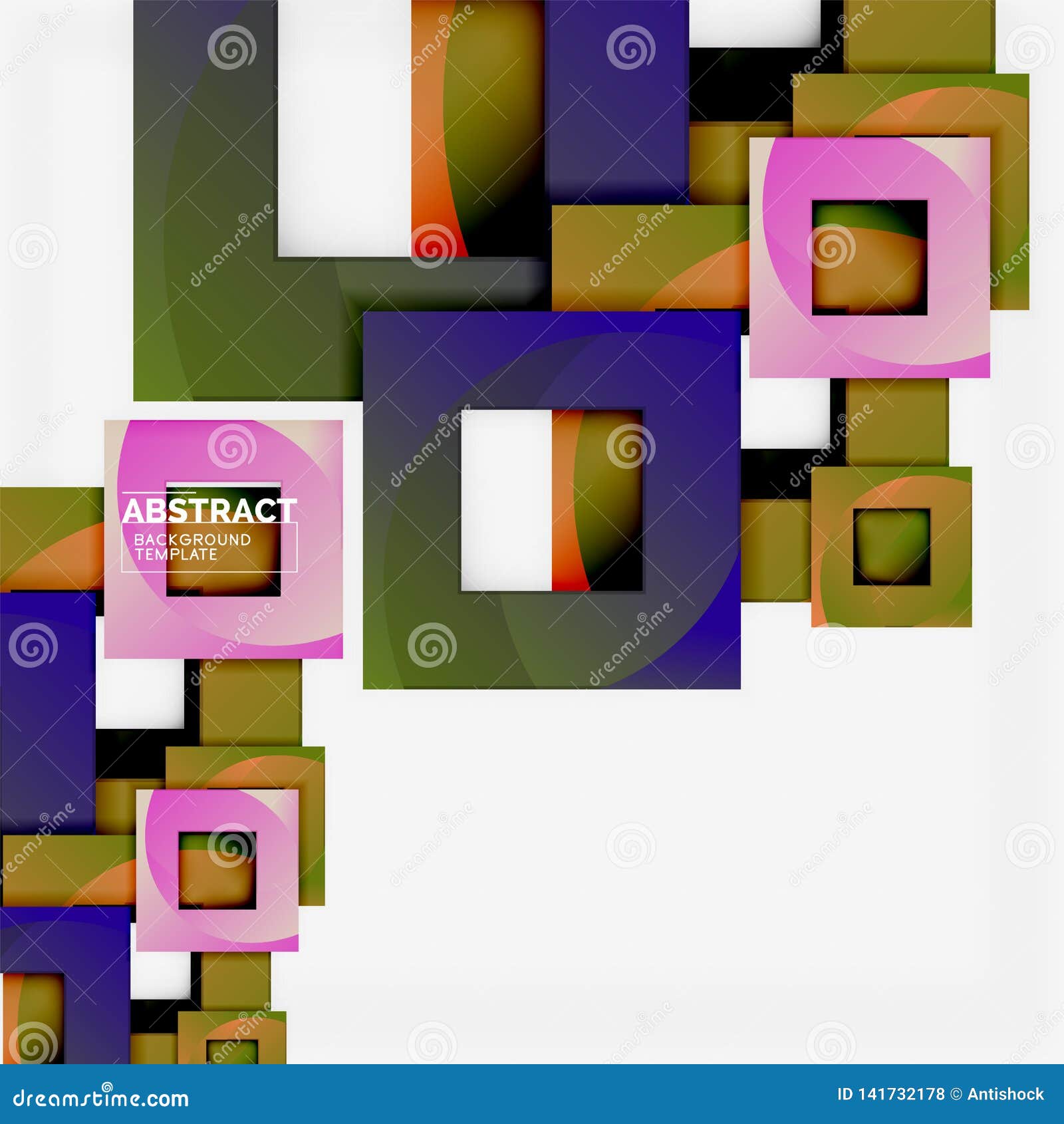 Color Square Composition with Text. Geometric Abstract Background Stock ...