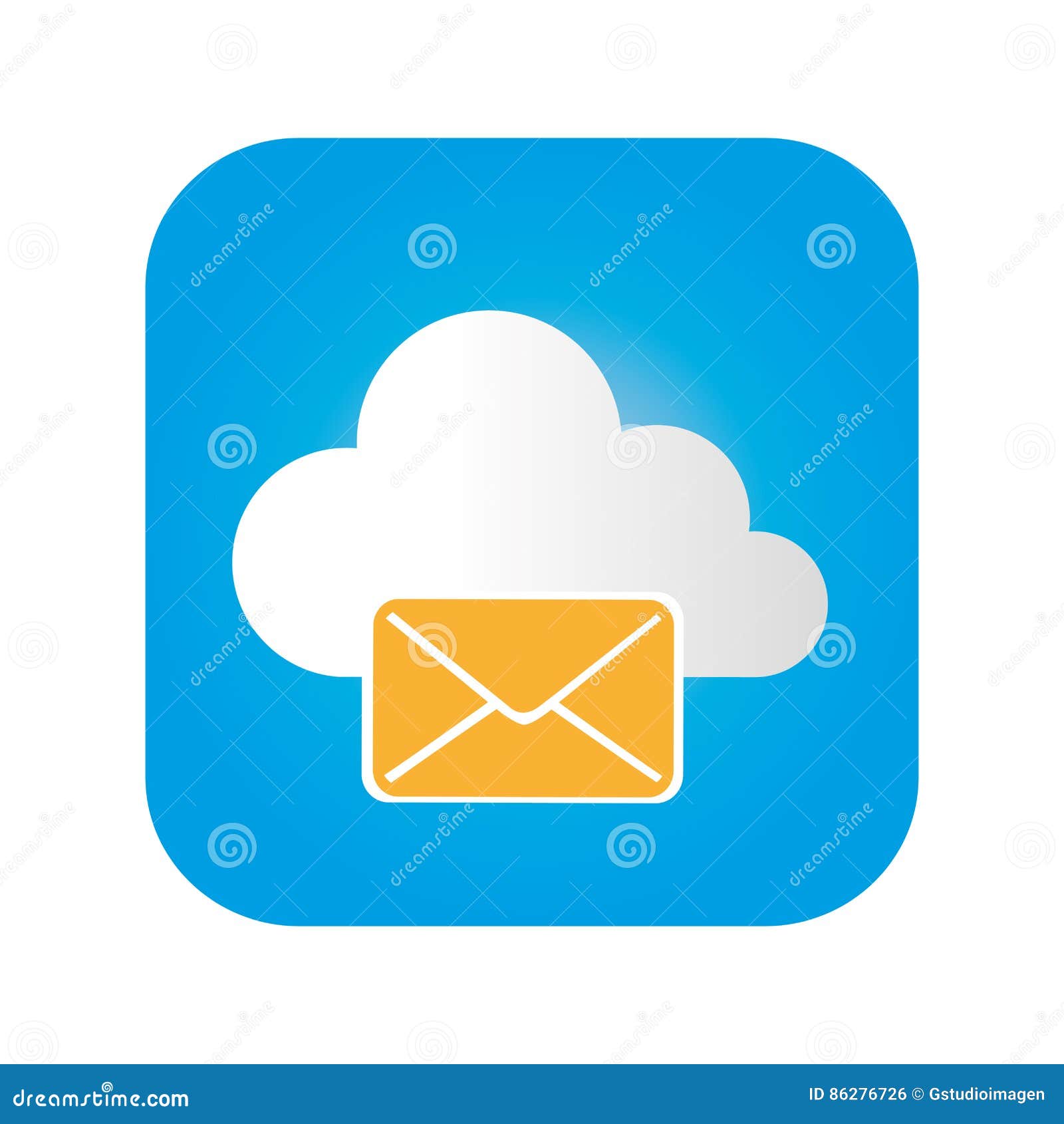 Color Square Frame with Mail Cloud Service Stock Vector - Illustration ...