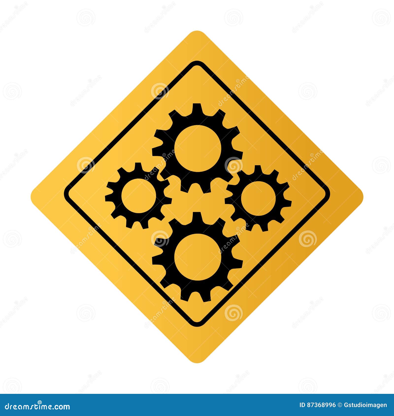 Color Square Road Sign with Gear Wheels Stock Vector - Illustration of ...