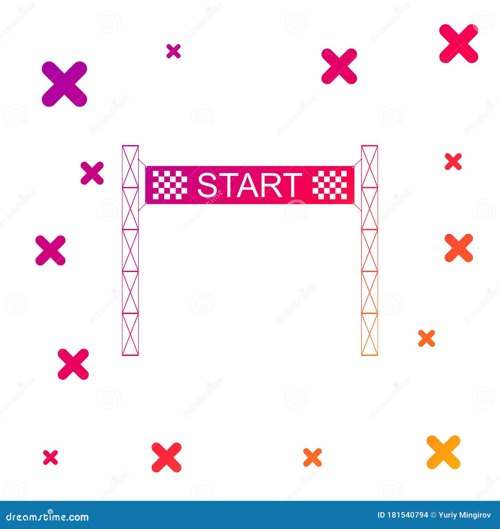 Color Starting Line Icon Isolated on White Background. Start Symbol ...