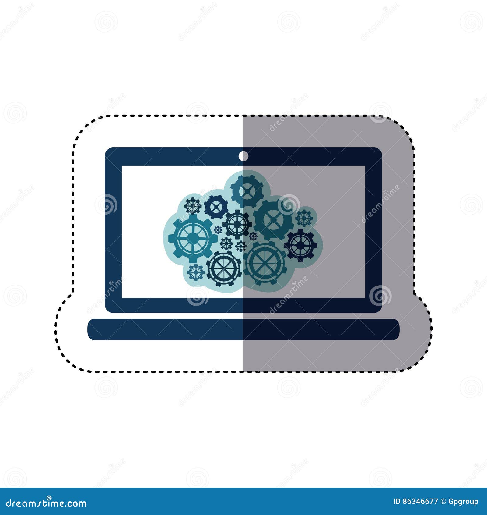 Color Sticker with Concept of Cloud Maintenance Service of Laptop Stock ...