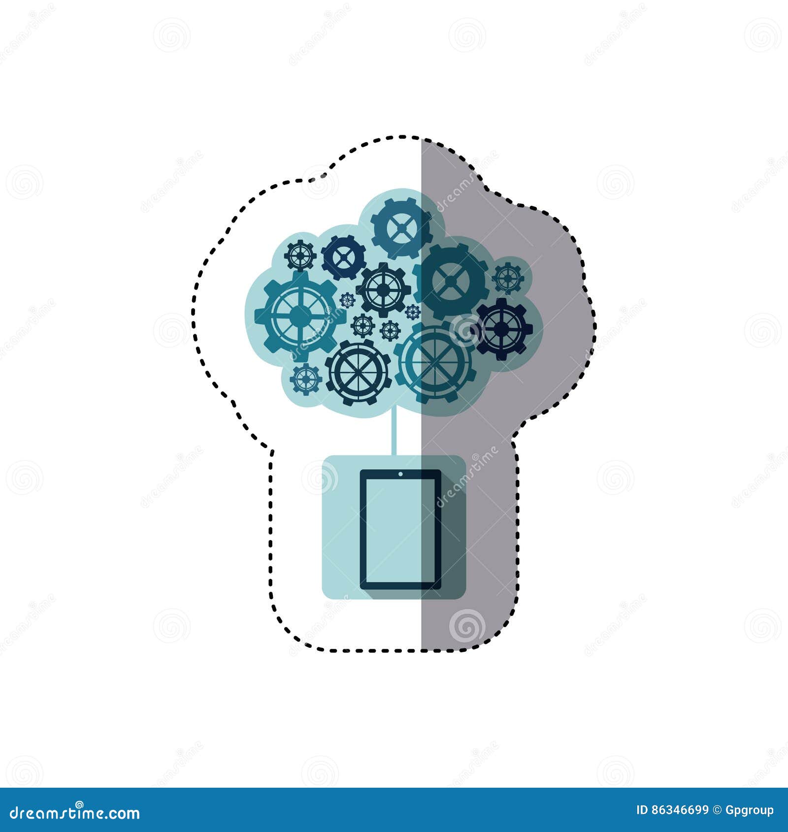 Color Sticker with Concept of Maintenance Service of Tablet Stock ...