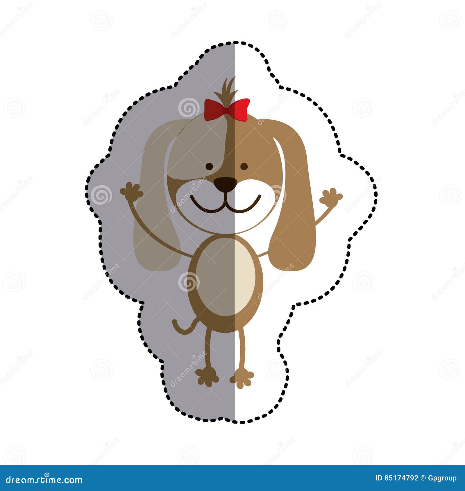 Color Sticker with Female Dog and Middle Shadow Stock Illustration ...