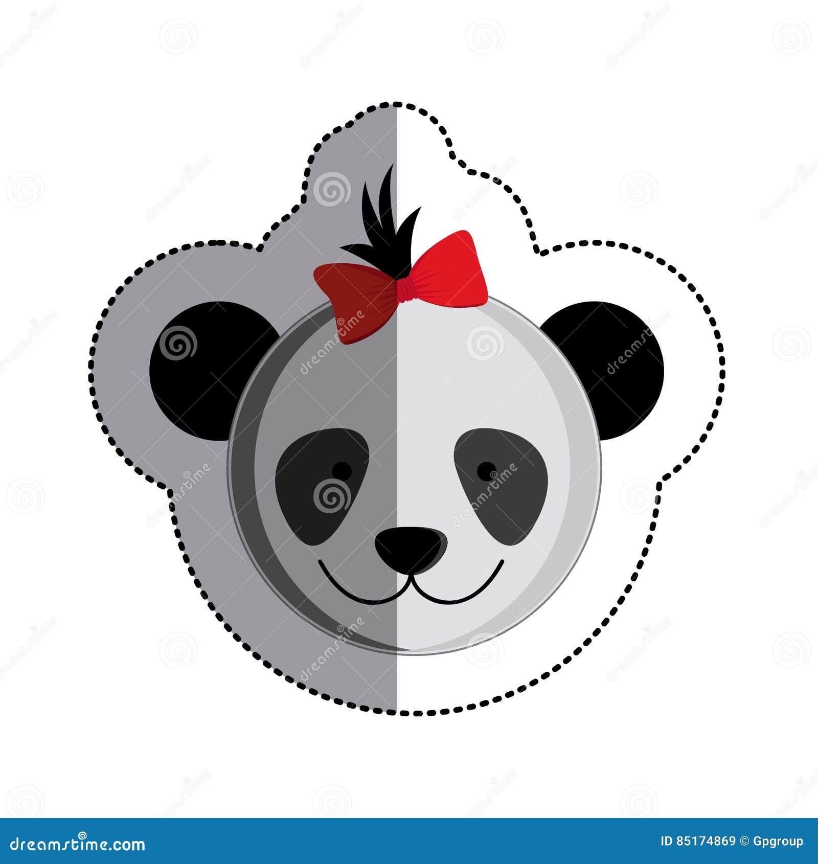 Color Sticker with Female Panda Head and Middle Shadow Stock ...