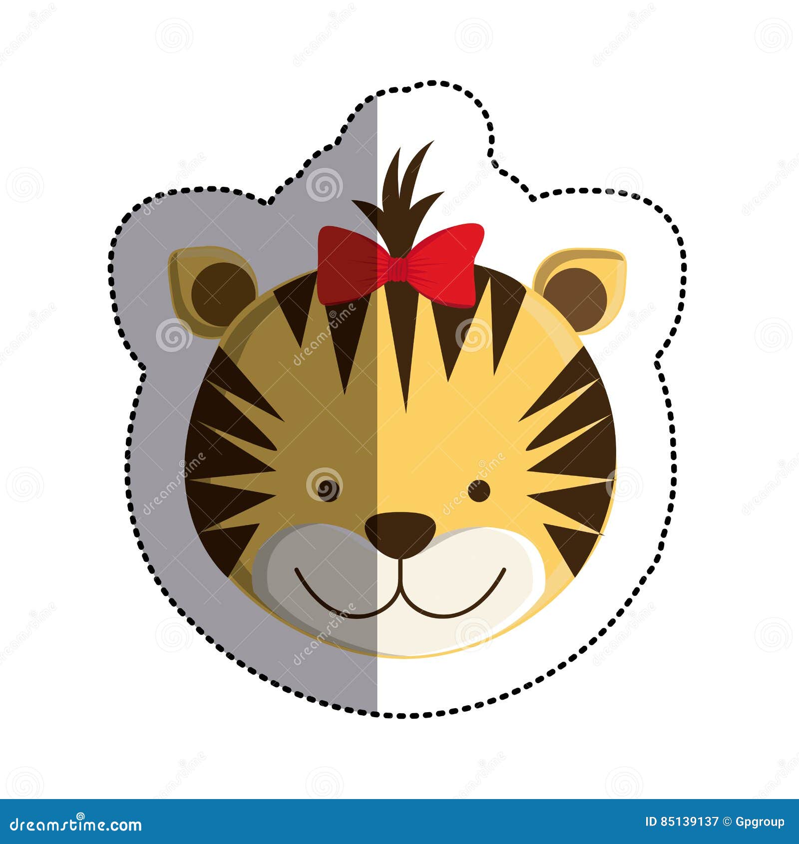 Color Sticker with Female Tiger Head and Middle Shadow Stock Vector ...
