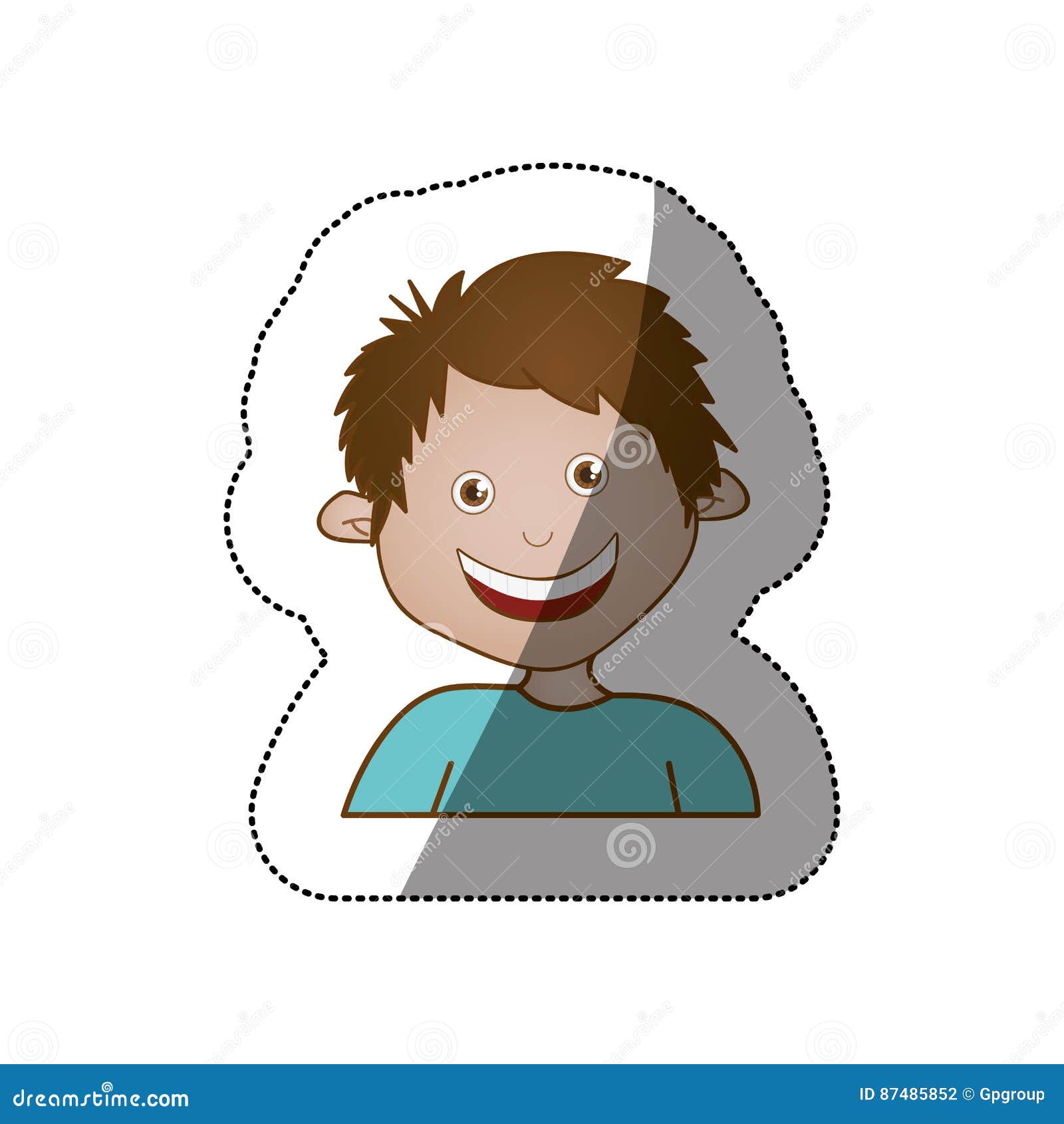 Color Sticker Happy Boy Icon Stock Illustration - Illustration of cute ...