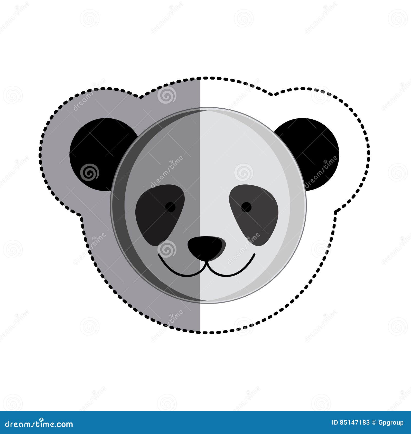 Color Sticker with Panda Head and Middle Shadow Stock Illustration ...