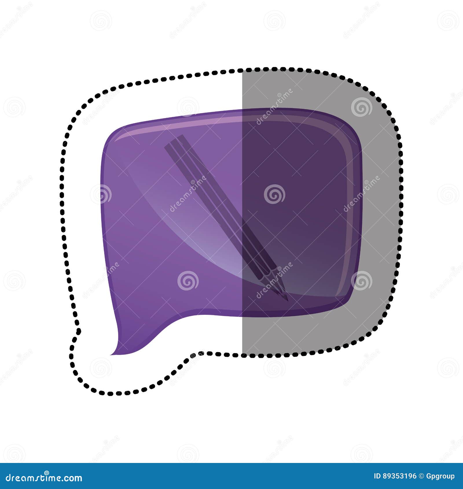 Color Sticker with Pencil Icon in Square Speech Stock Illustration ...