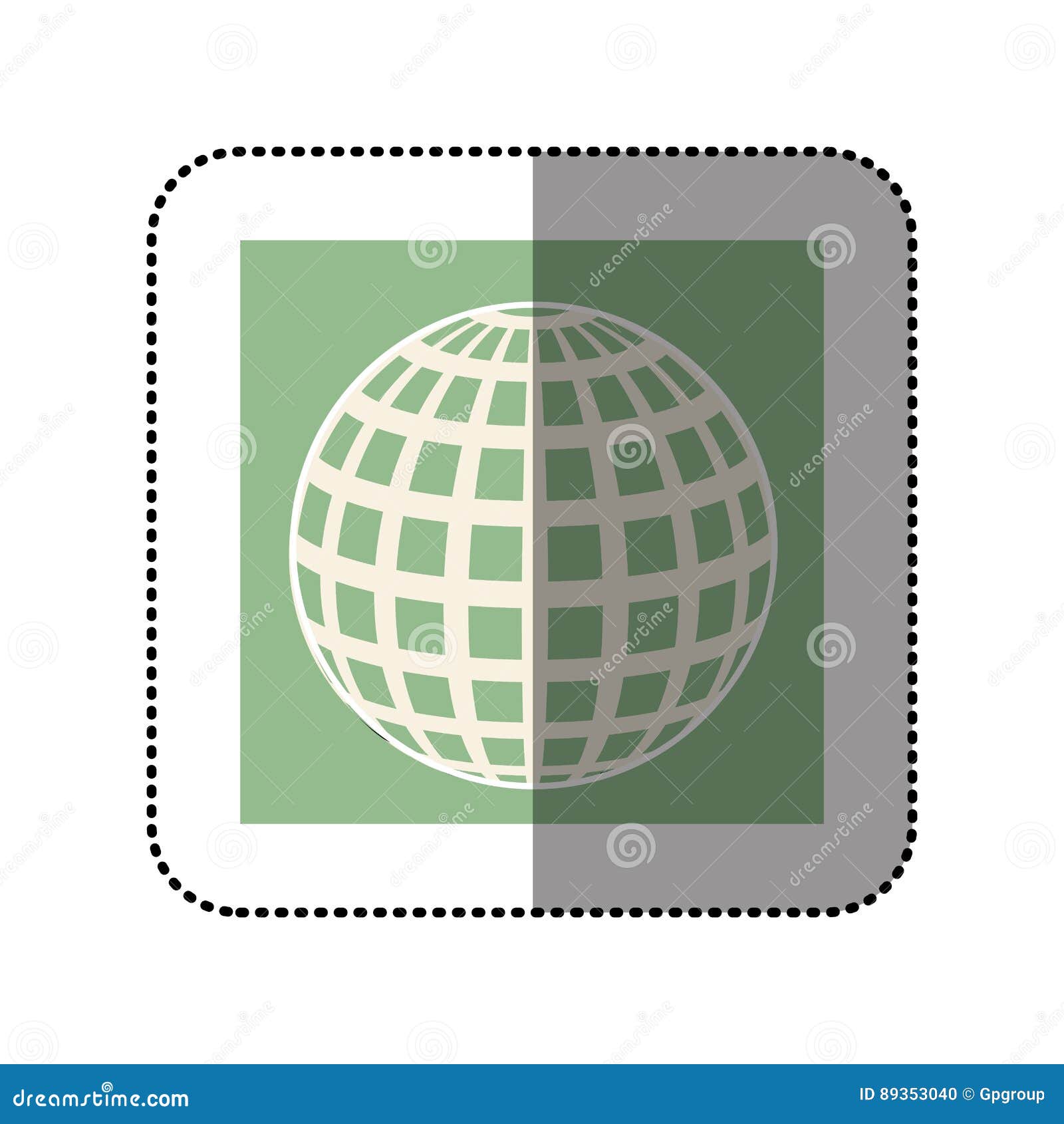 Color Sticker Square with Globe Earth Icon Stock Illustration ...