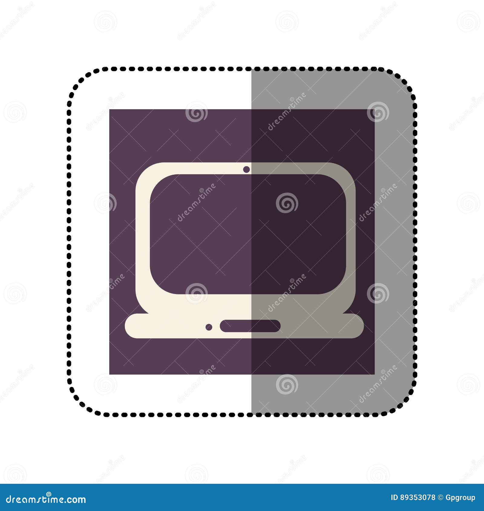Color Sticker Square with Laptop Computer Icon Stock Illustration ...