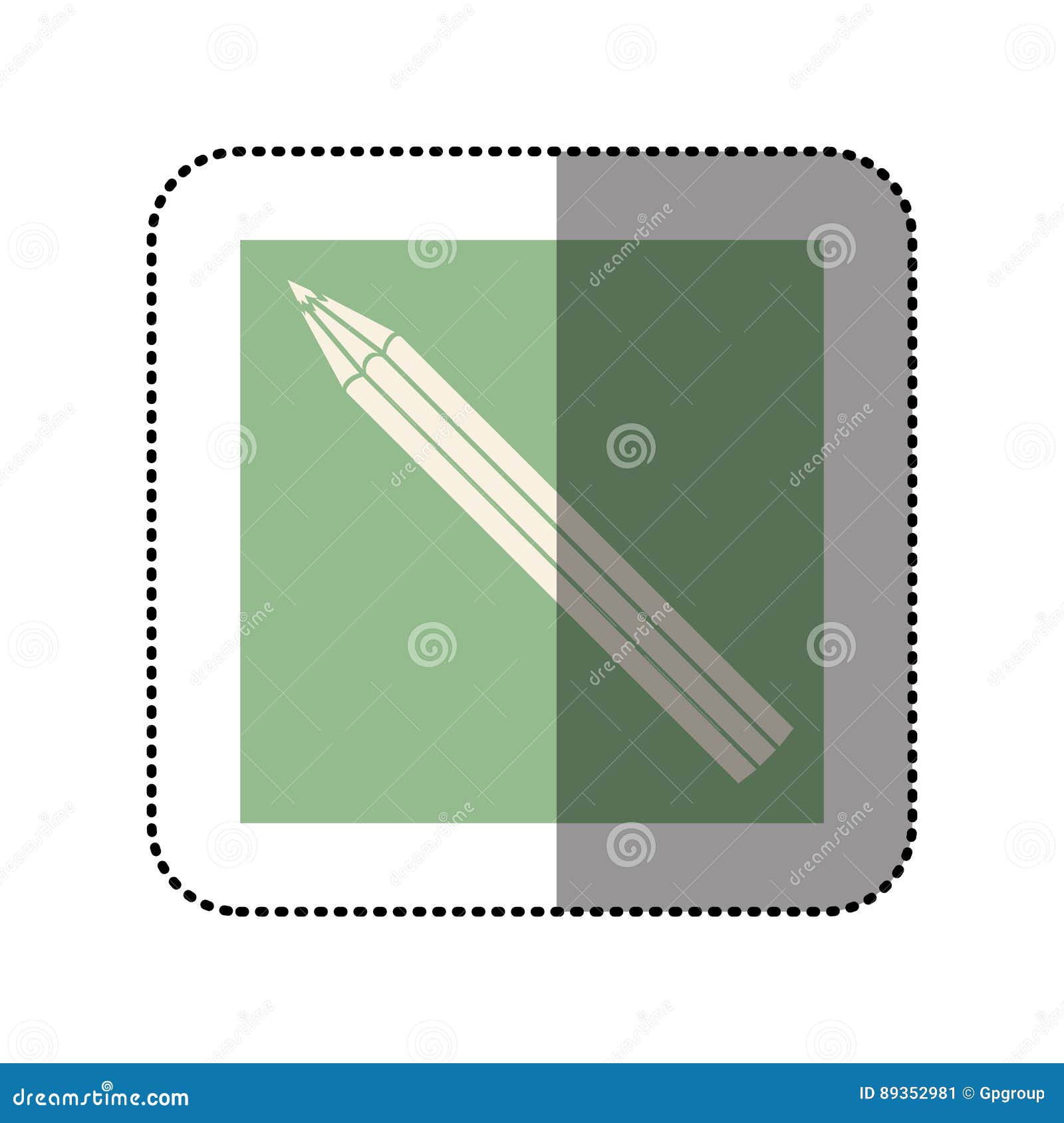 Color Sticker Square with Pencil Icon Stock Illustration - Illustration ...