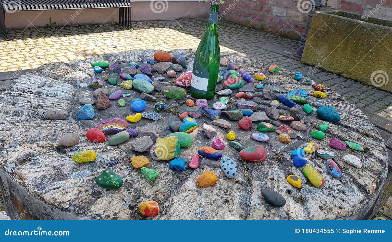 Color stones at the Table stock image. Image of peace - 180434555