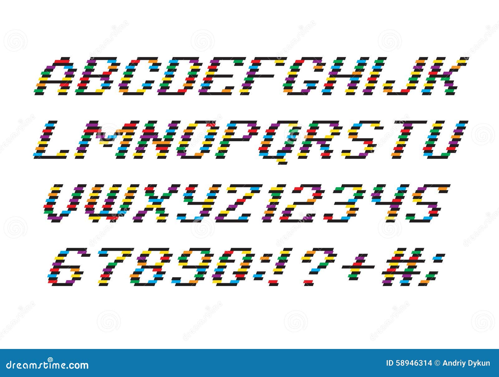 Color Stripe Font and Numbers Stock Vector - Illustration of element ...