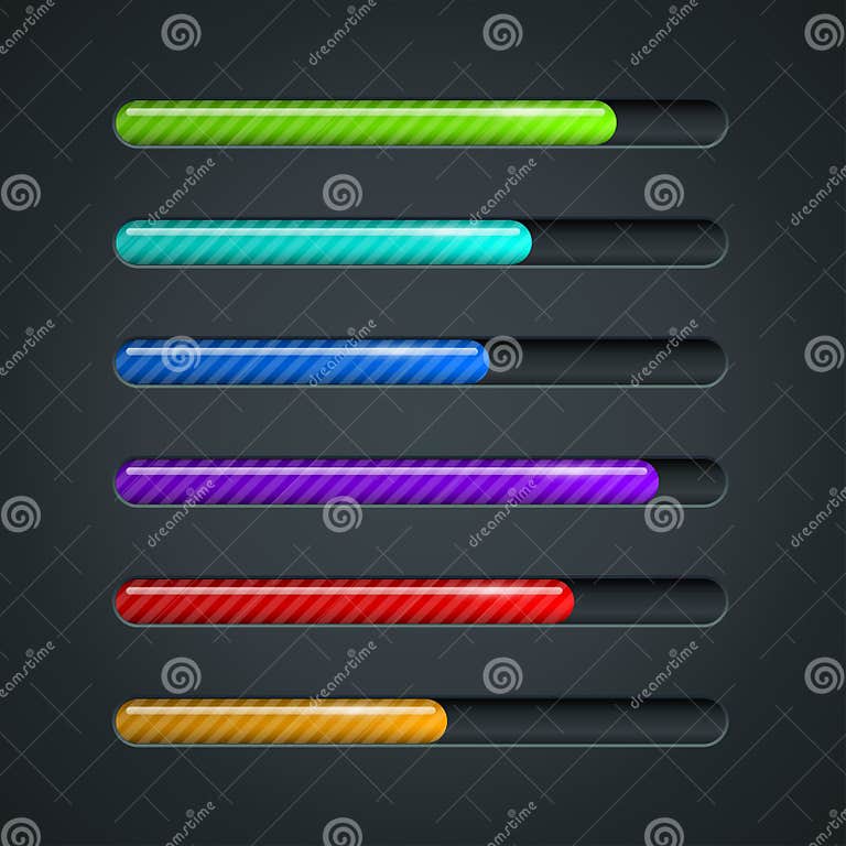 Color striped progress bar stock vector. Illustration of downloading ...