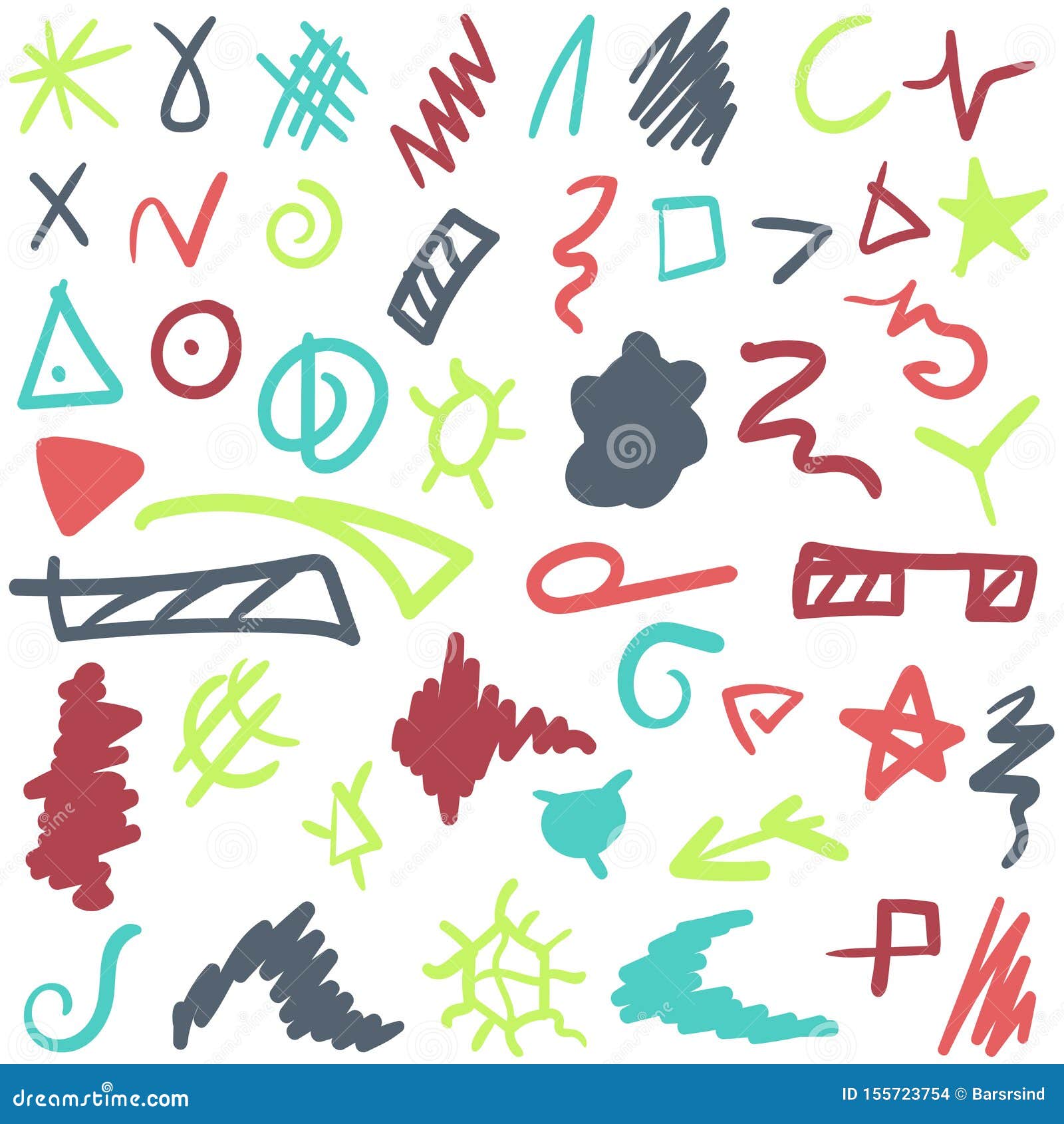 Vivid Scribbles Abstract Hand Drawn Pastel Illustration. Blue And ...