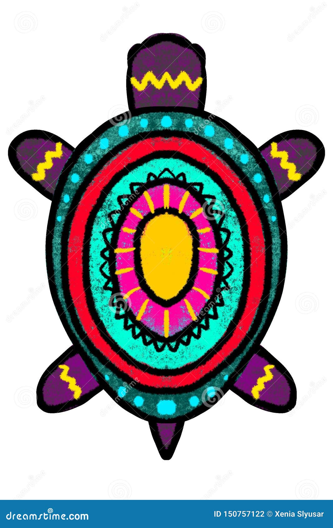 Color, Stylized Turtle with Ornament - Illustration. Stock Illustration ...