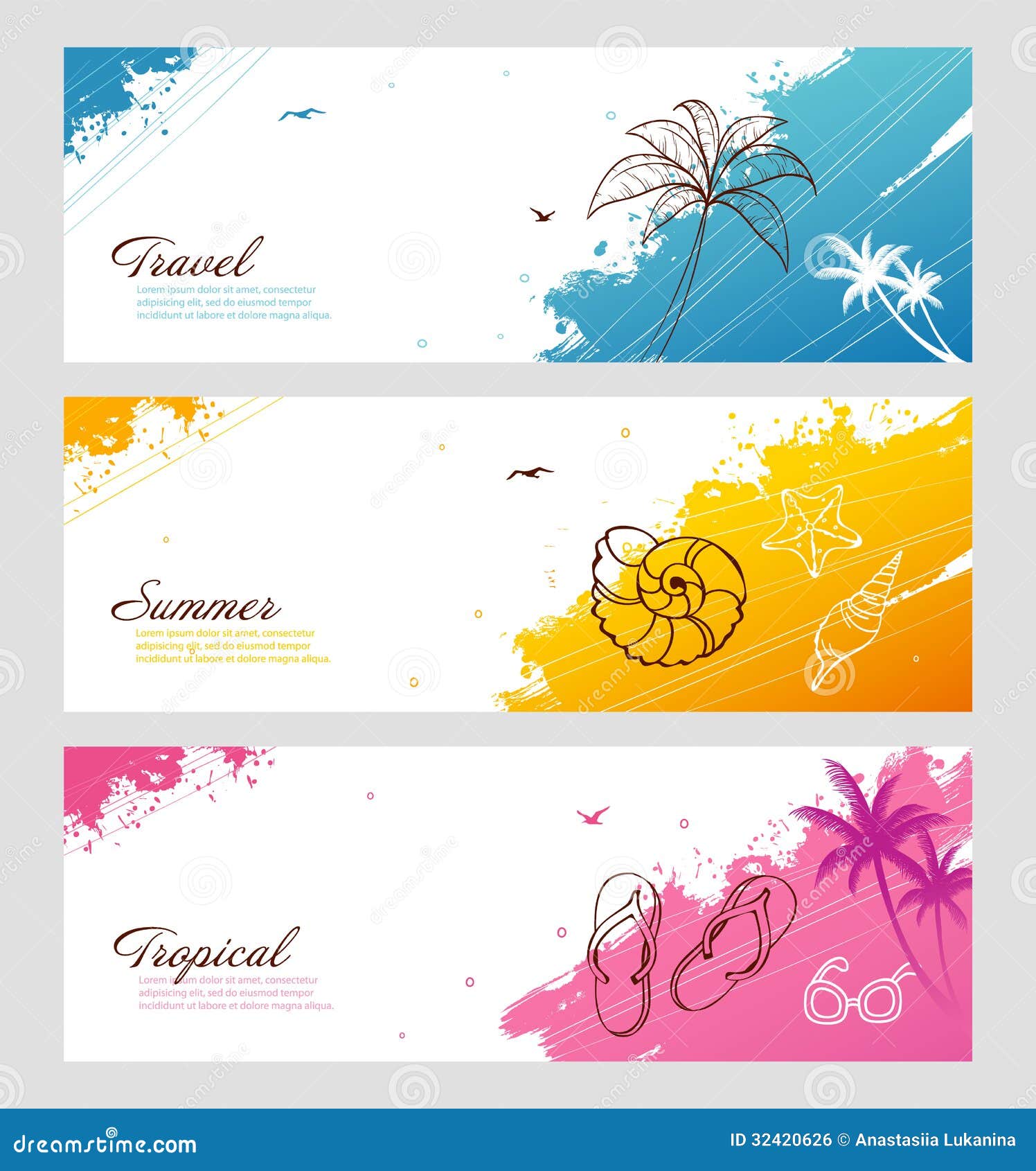 Color Summer Set with Splash Stock Illustration - Illustration of hand ...
