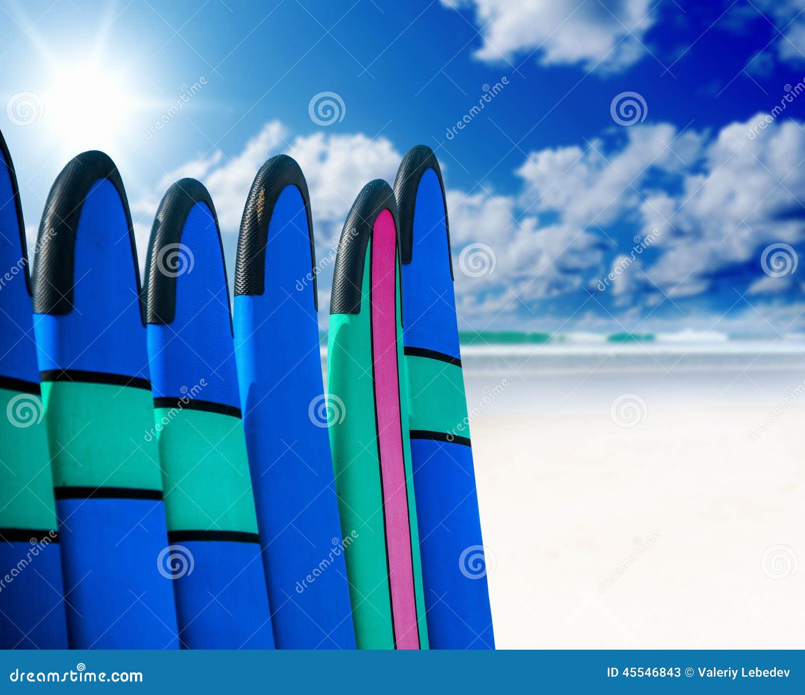 Color Surf Boards in a Stack by Ocean Stock Image - Image of coast ...