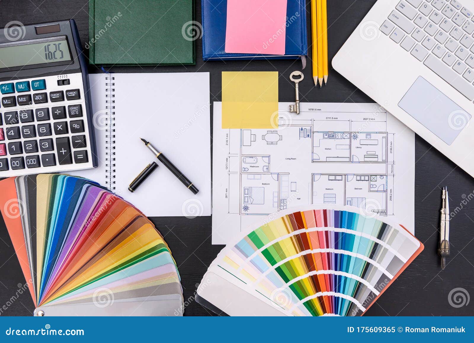 Color Swatch with Architectural Drawing on Table Stock Image - Image of ...