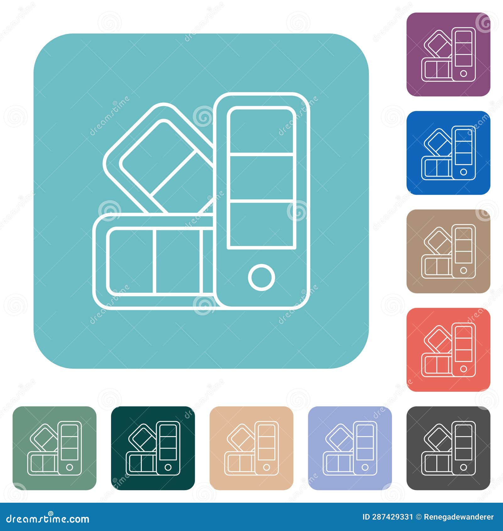 Color Swatch Outline Rounded Square Flat Icons Stock Vector ...