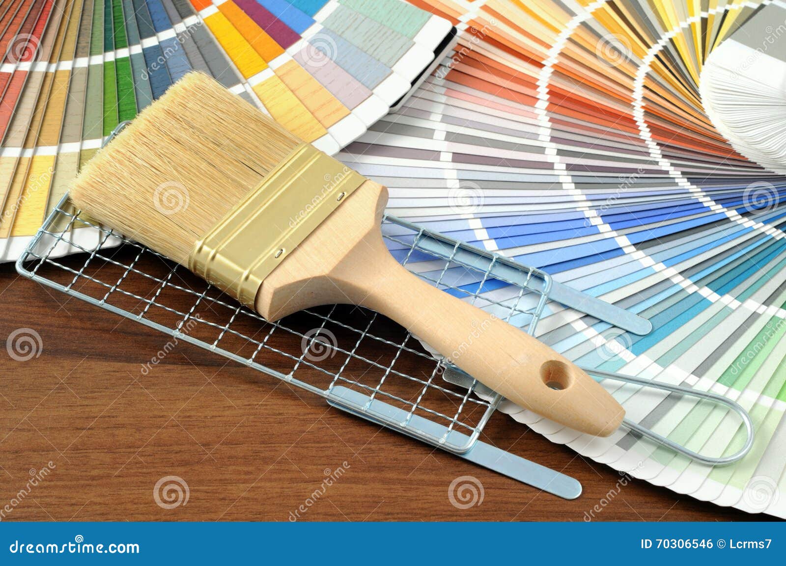 Color Swatch on a Table with a Paintbrush Stock Photo - Image of ...