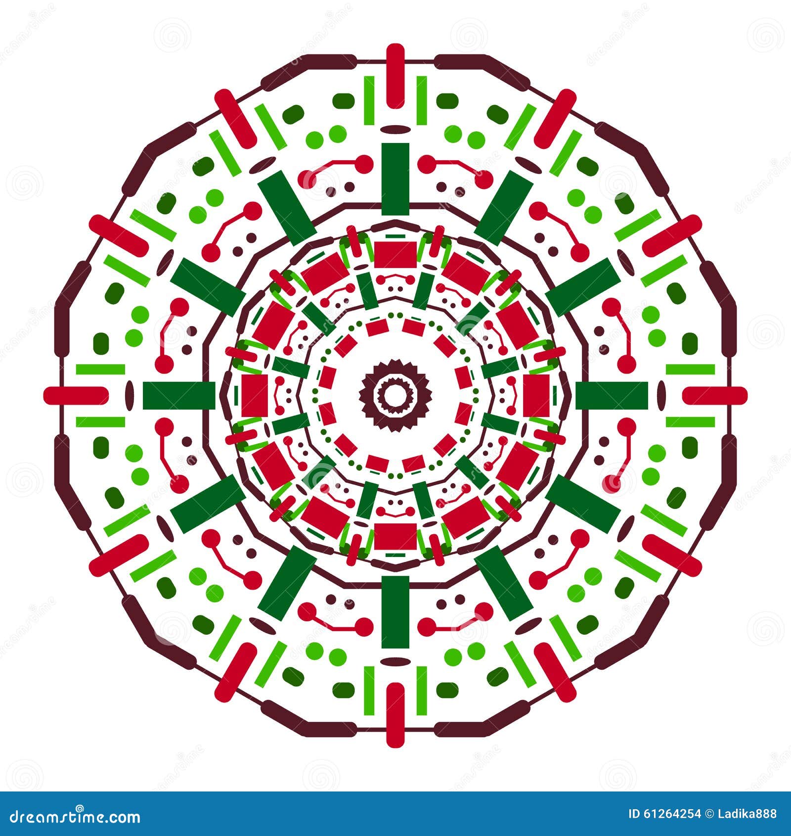 Color symmetrical mandala stock vector. Illustration of asian - 61264254
