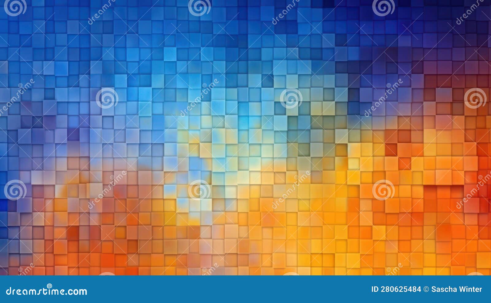 Color Symphony: Abstract Rectangular Mosaic with Blue To Orange ...
