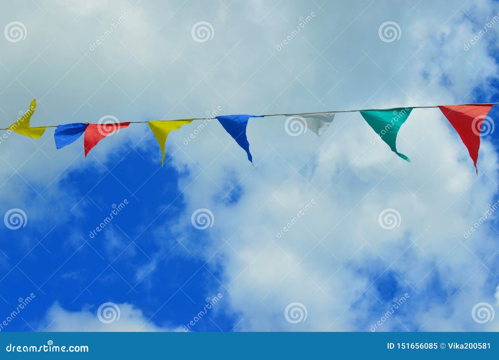 Colorful Flags Flying in the Sky Stock Image - Image of white, wind ...