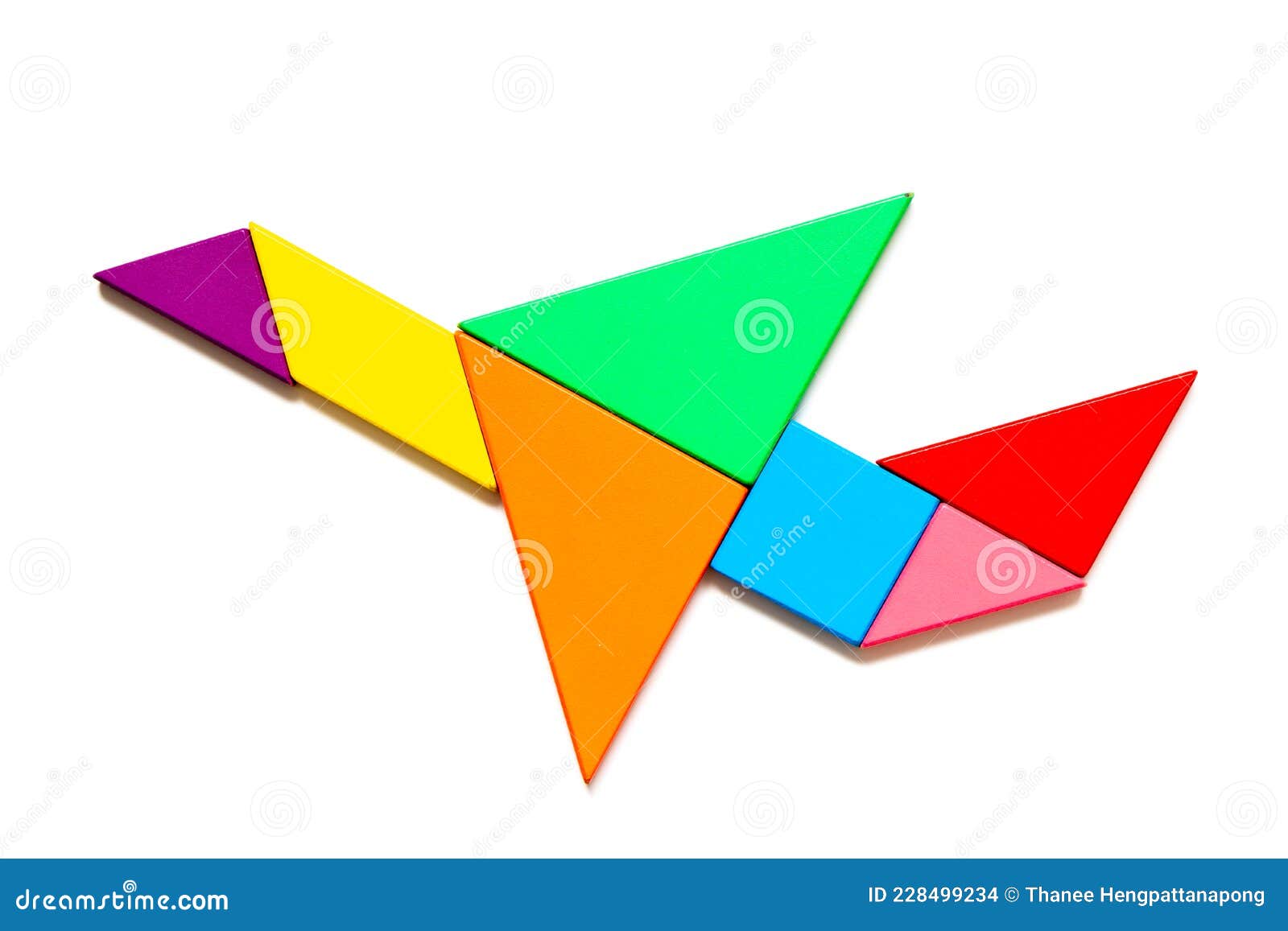 Color Tangram Puzzle in Airplane Shape Stock Photo - Image of board ...