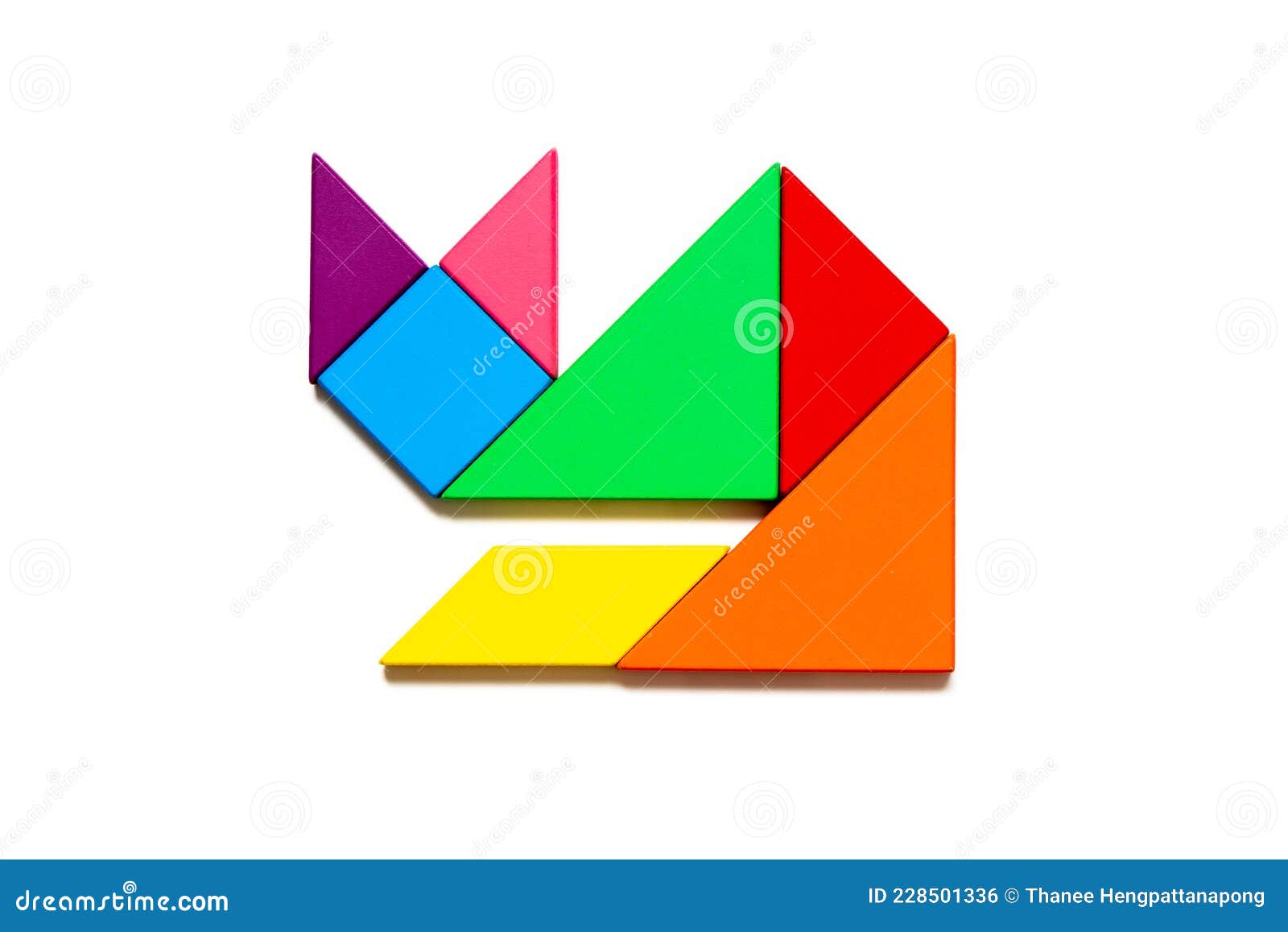 Color Tangram in Cat Shape on White Background Stock Photo - Image of ...