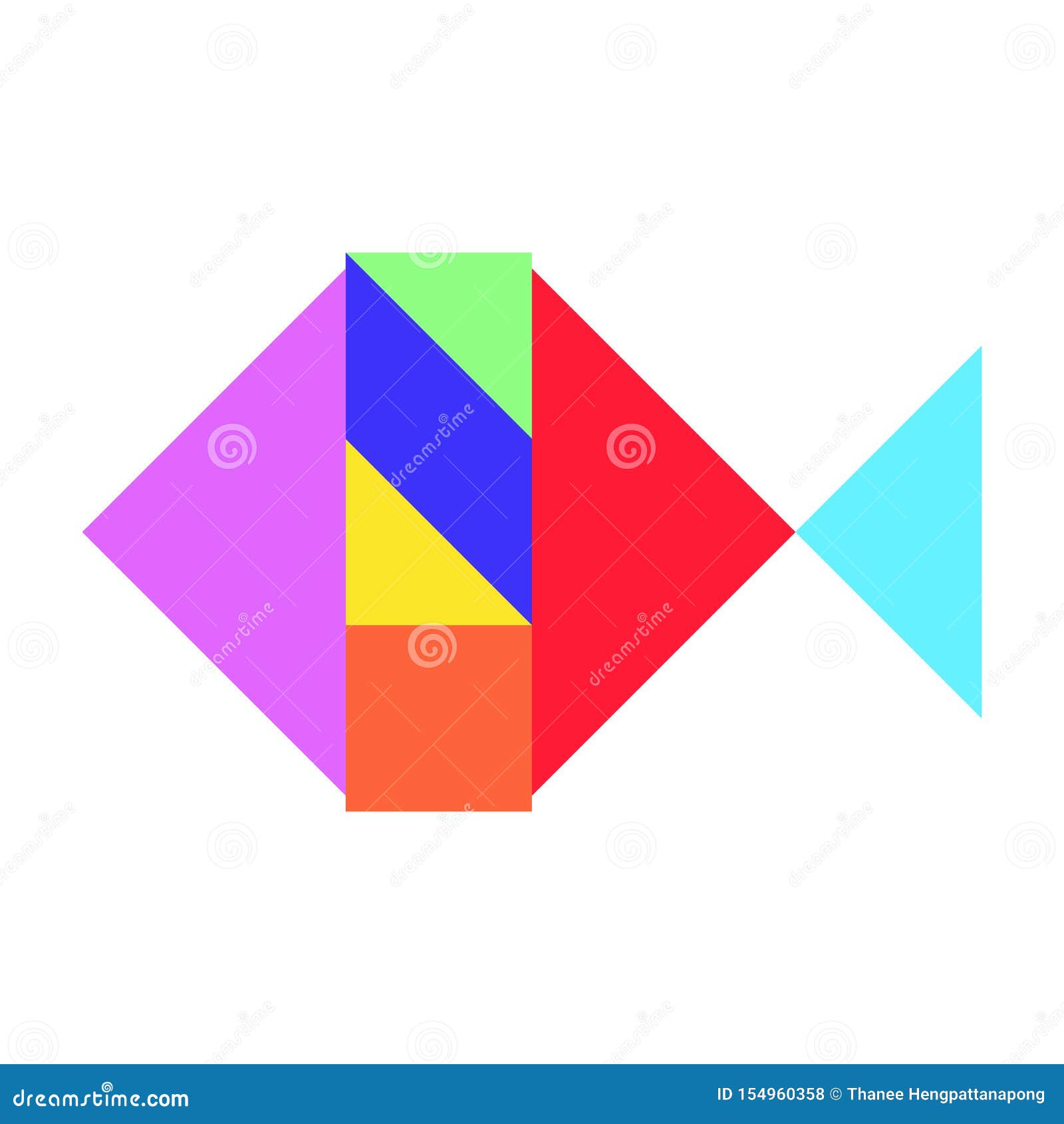 Color Tangram in Fish Shape on White Background Vector Stock Vector ...