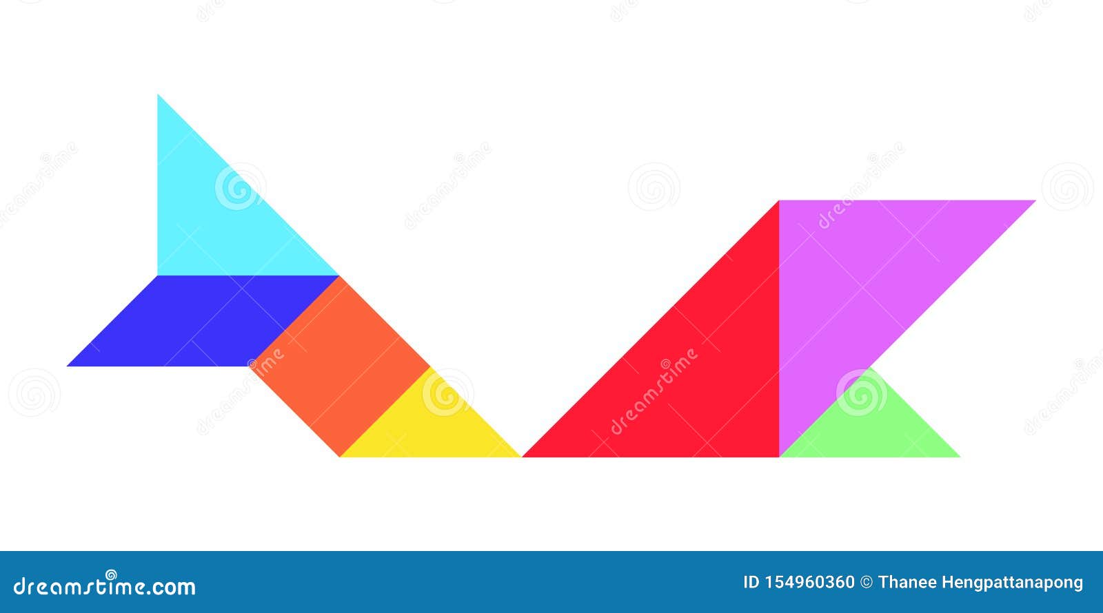 Color Tangram Puzzle in Fish Shape on White Background Vector Stock ...