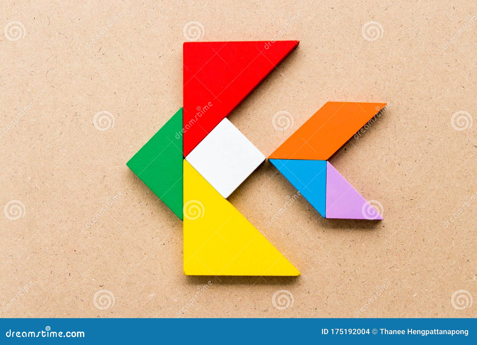 Color Tangram In Fish Shape On Wood Background Stock Image ...