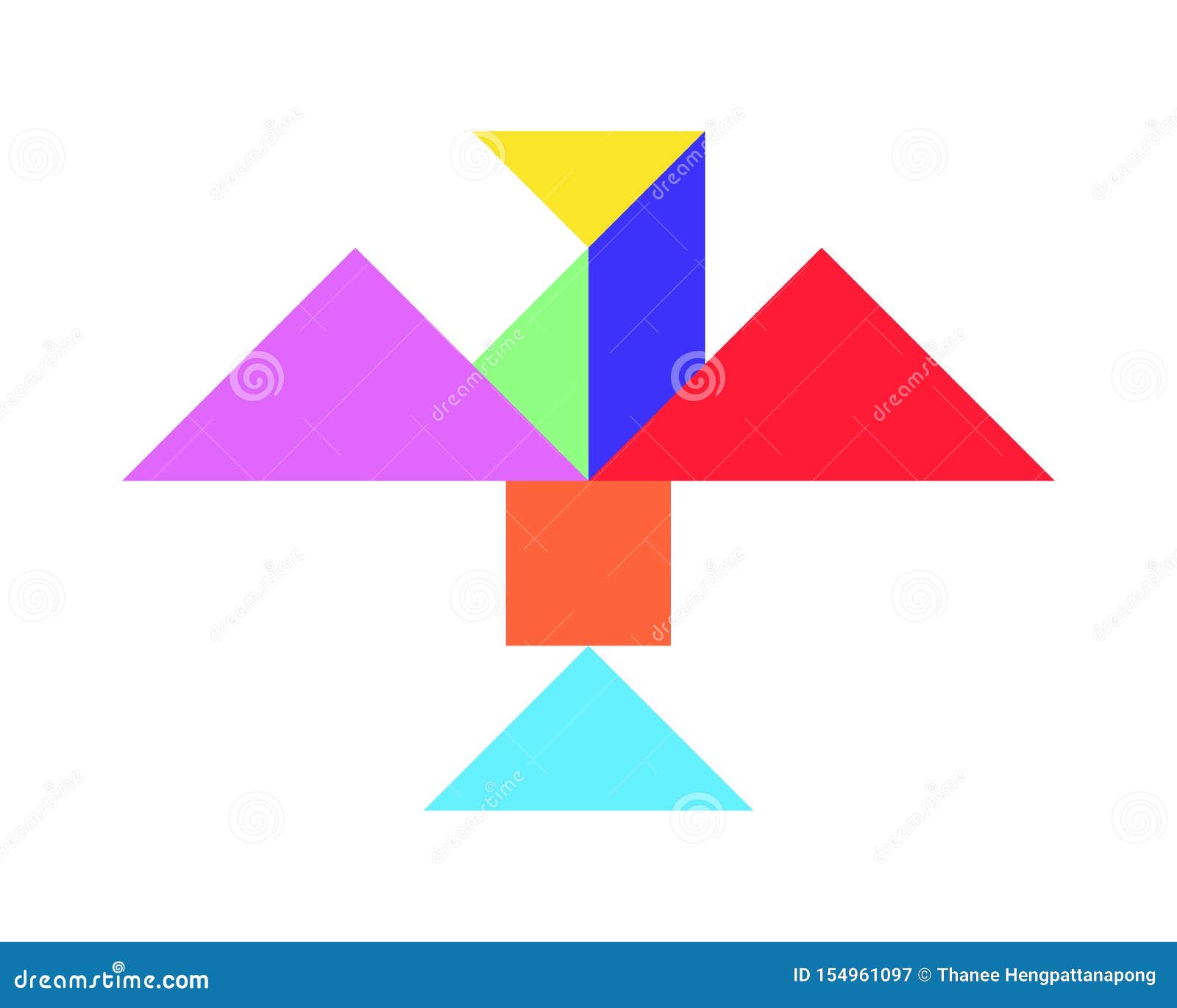 Color Tangram in Flying Bird Shape on White Background Stock Vector ...