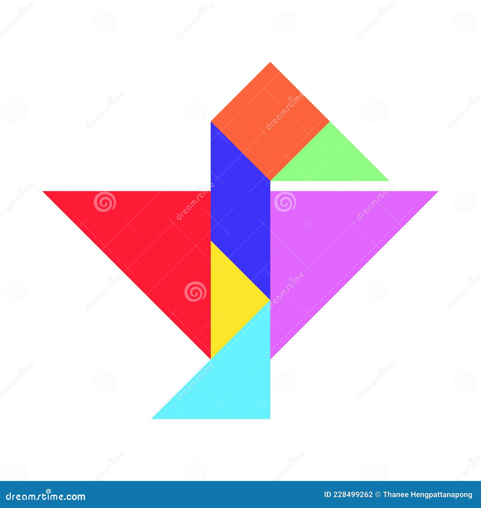 Color Tangram Puzzle in Flying Bird Shape Stock Vector - Illustration ...