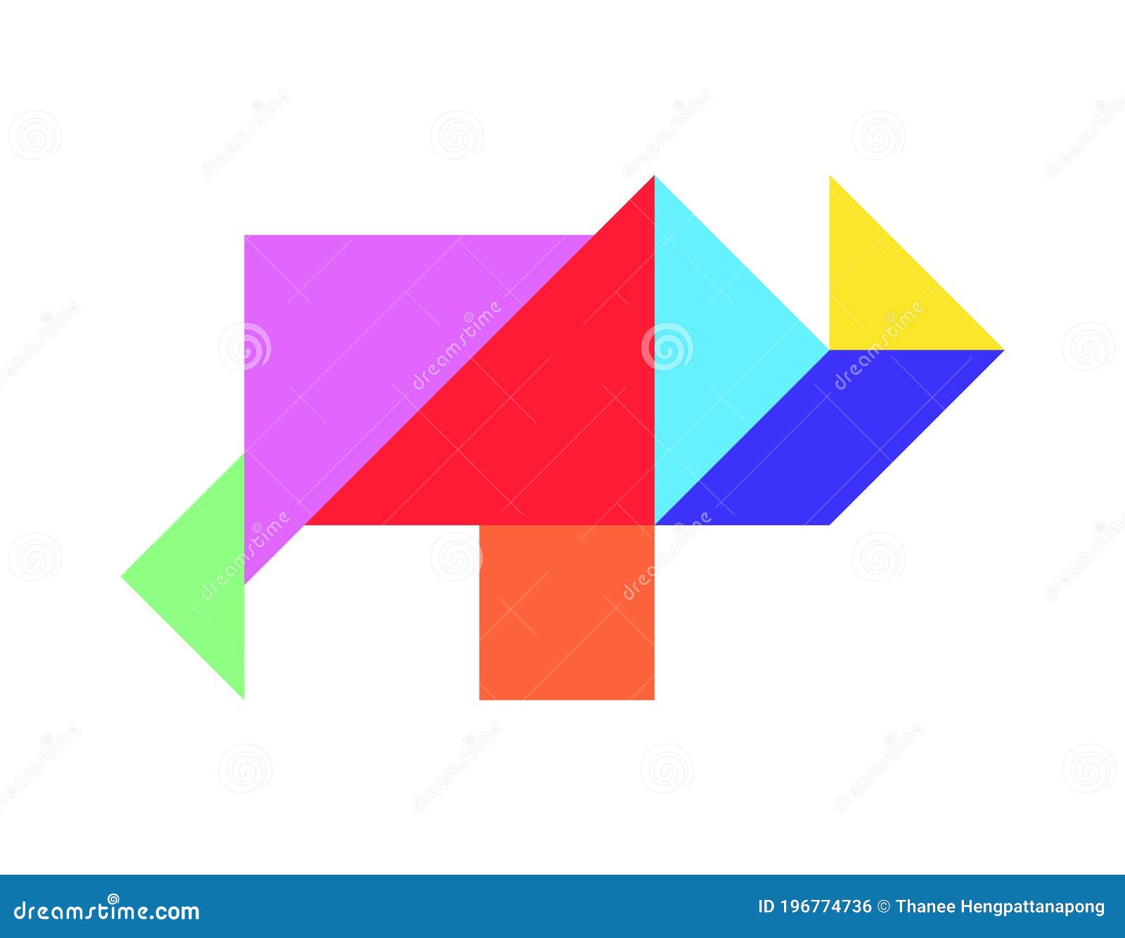 Tangram Set, Wild Animals, Birds, Amphibians And Fish Cartoon Vector ...