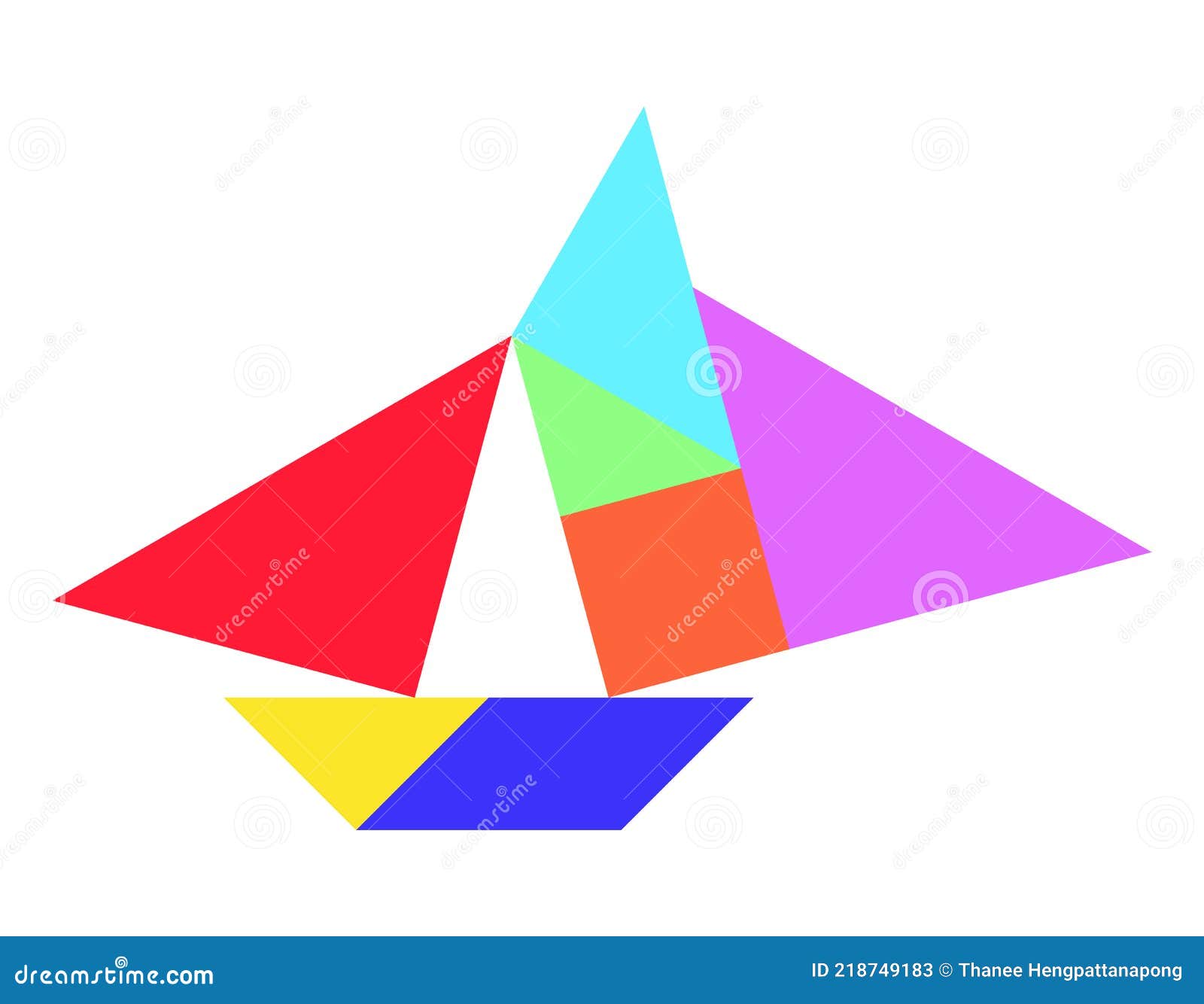 Boat Tangram. Traditional Chinese Dissection Puzzle, Seven Tiling ...