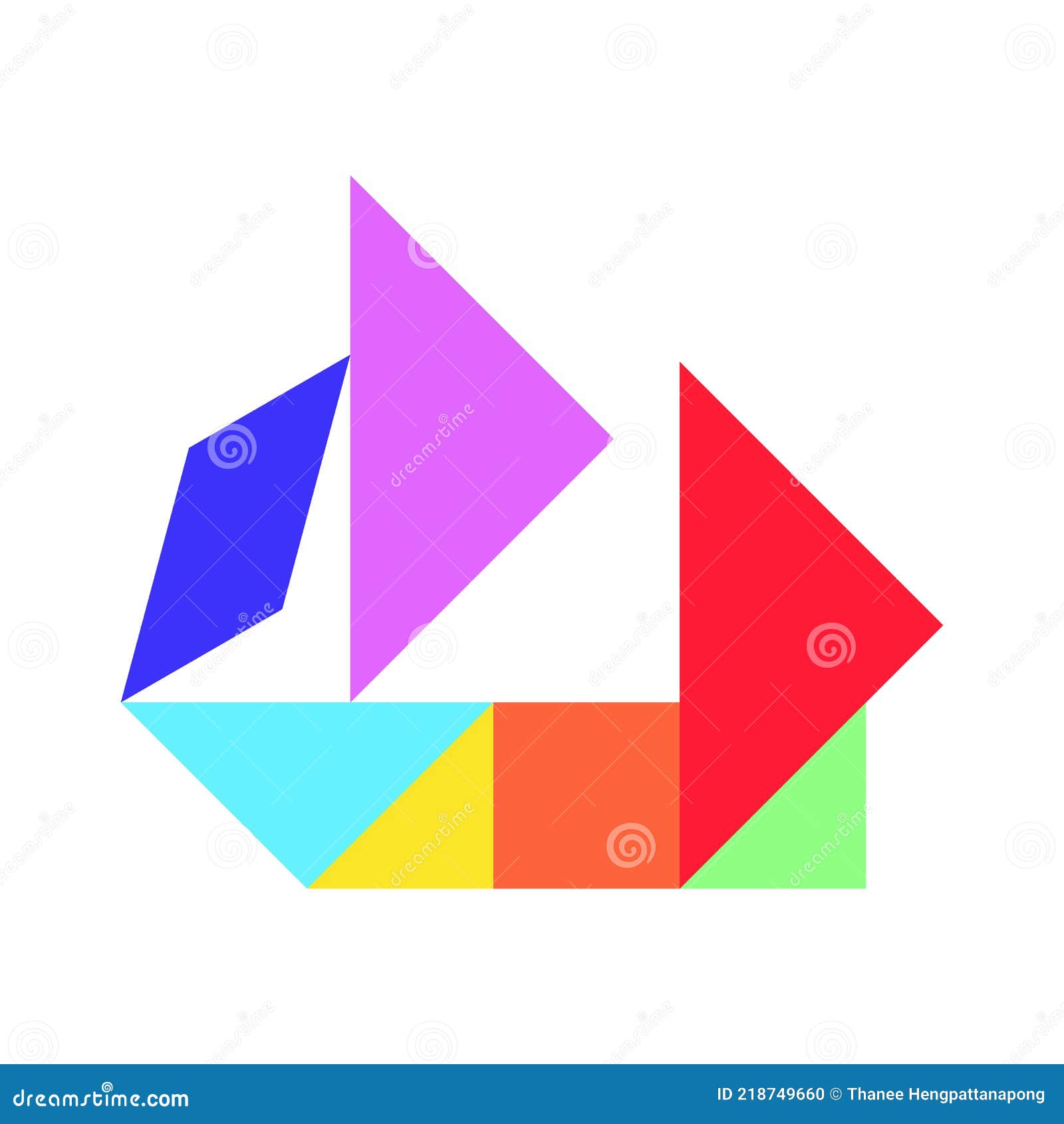 Color Tangram in Sailing Boat Shape on White Background Stock Vector ...