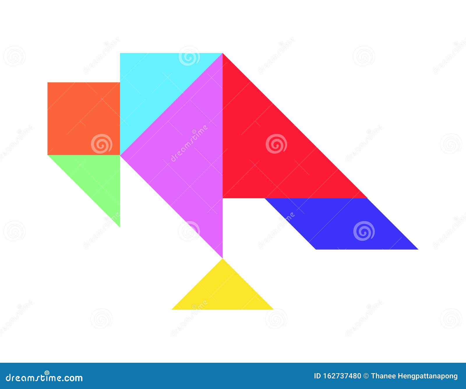 Vulture Tangram. Traditional Chinese Dissection Puzzle, Seven Tiling ...