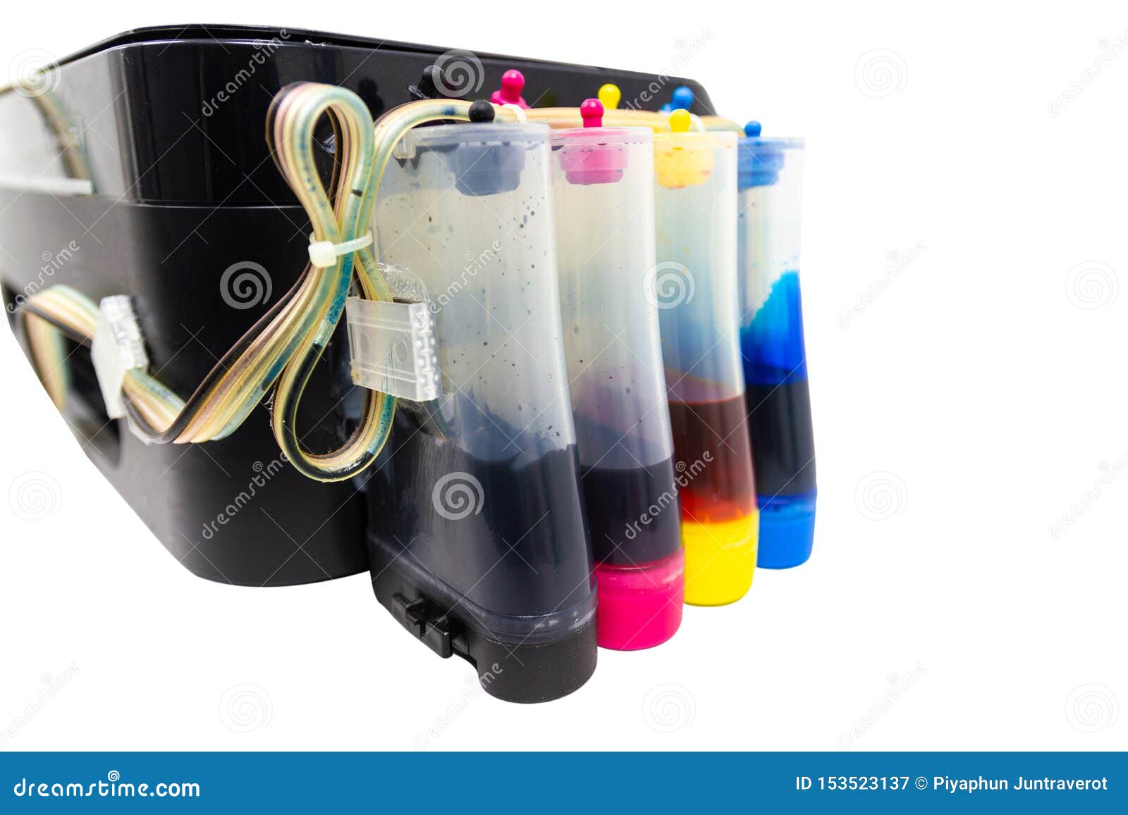 Color Tank on Inkjet Printer with Installed on the Outside of the ...