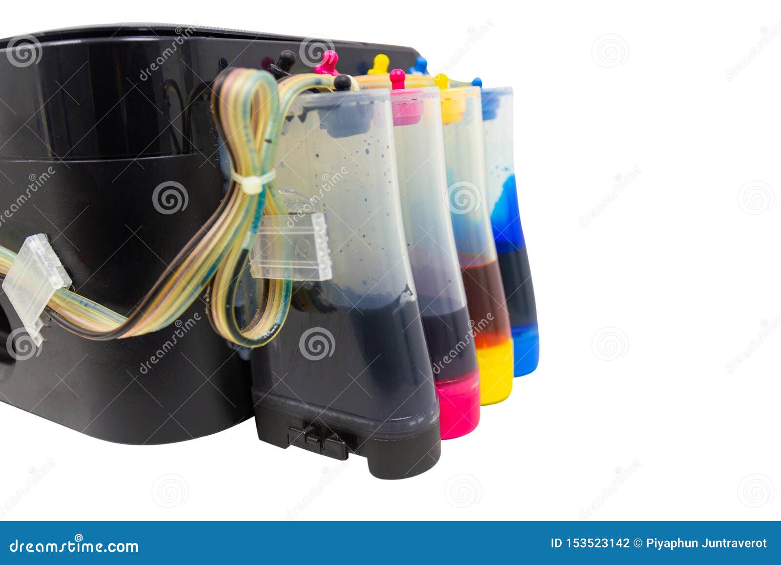 Color Tank on Inkjet Printer with Installed on the Outside of the ...