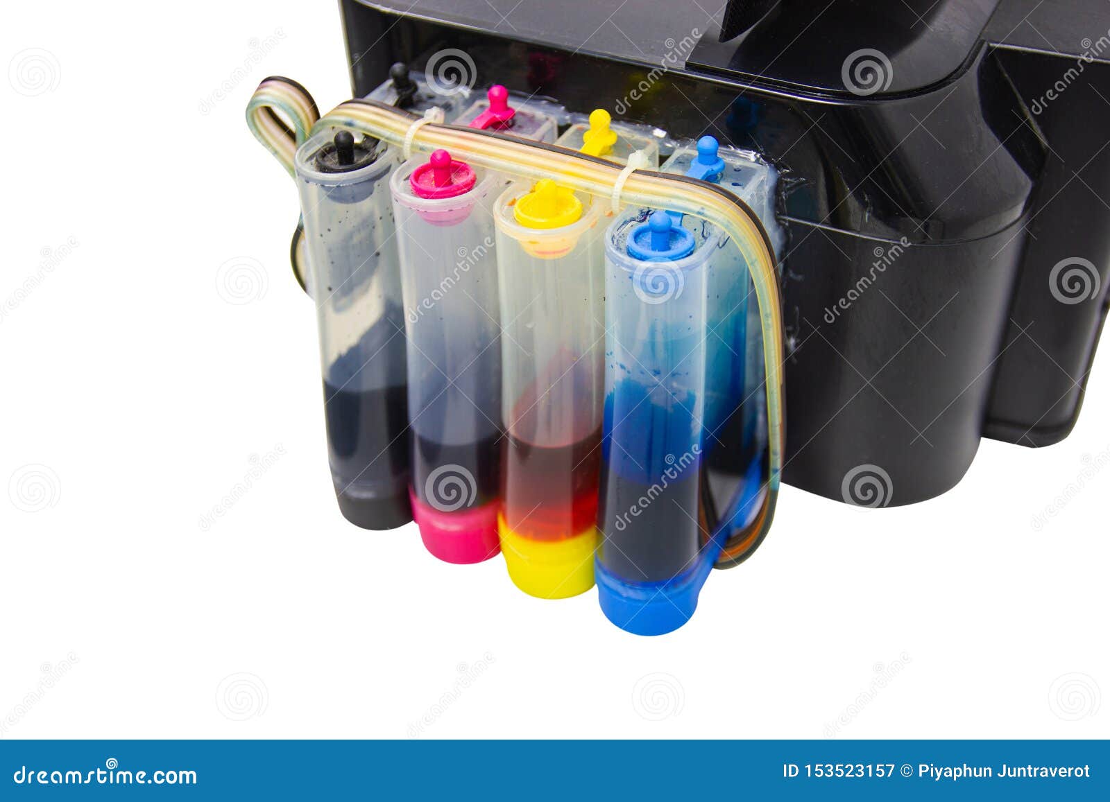 Color Tank on Inkjet Printer with Installed on the Outside of the ...