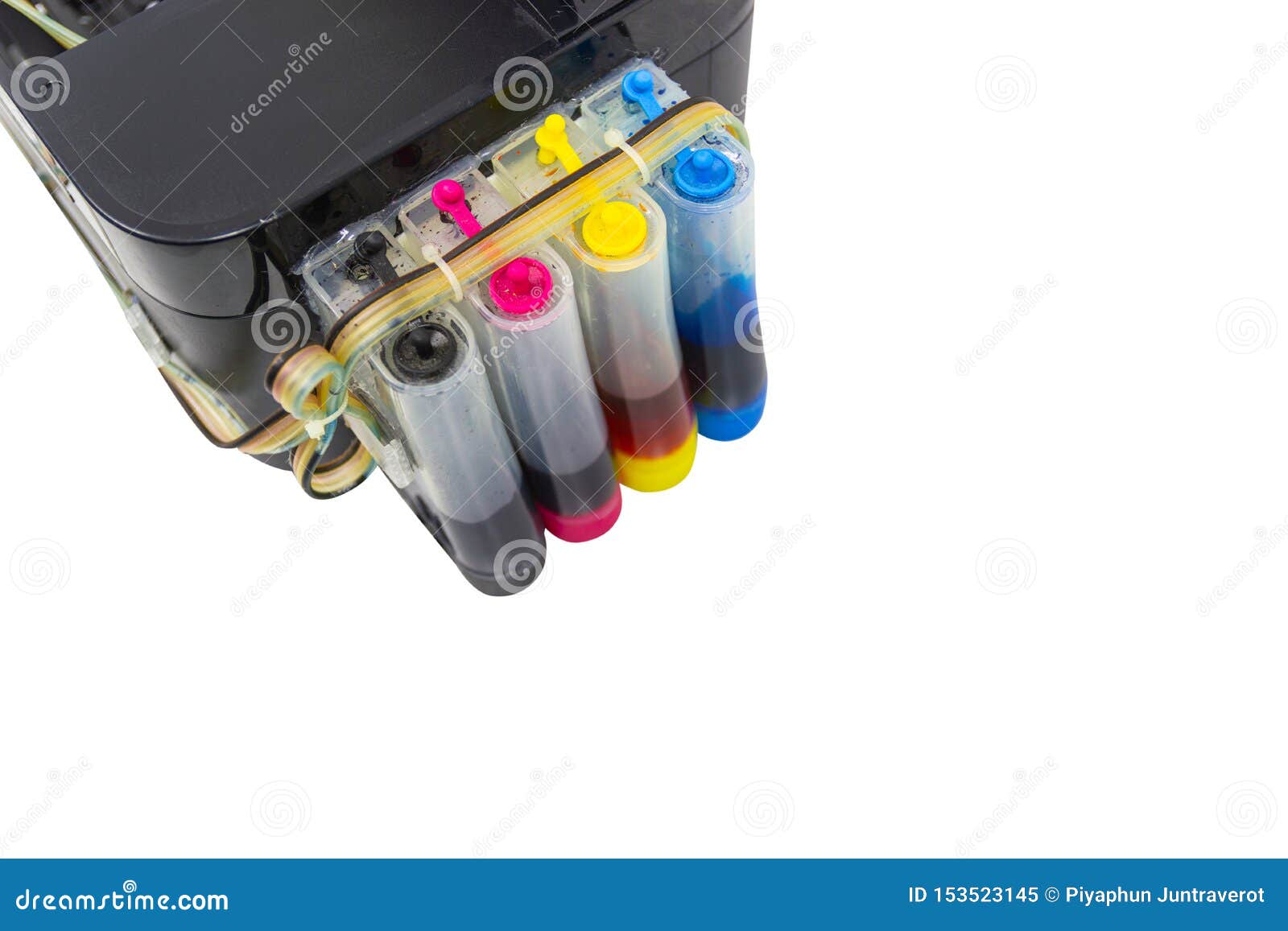 Color Tank on Inkjet Printer with Installed on the Outside of the ...