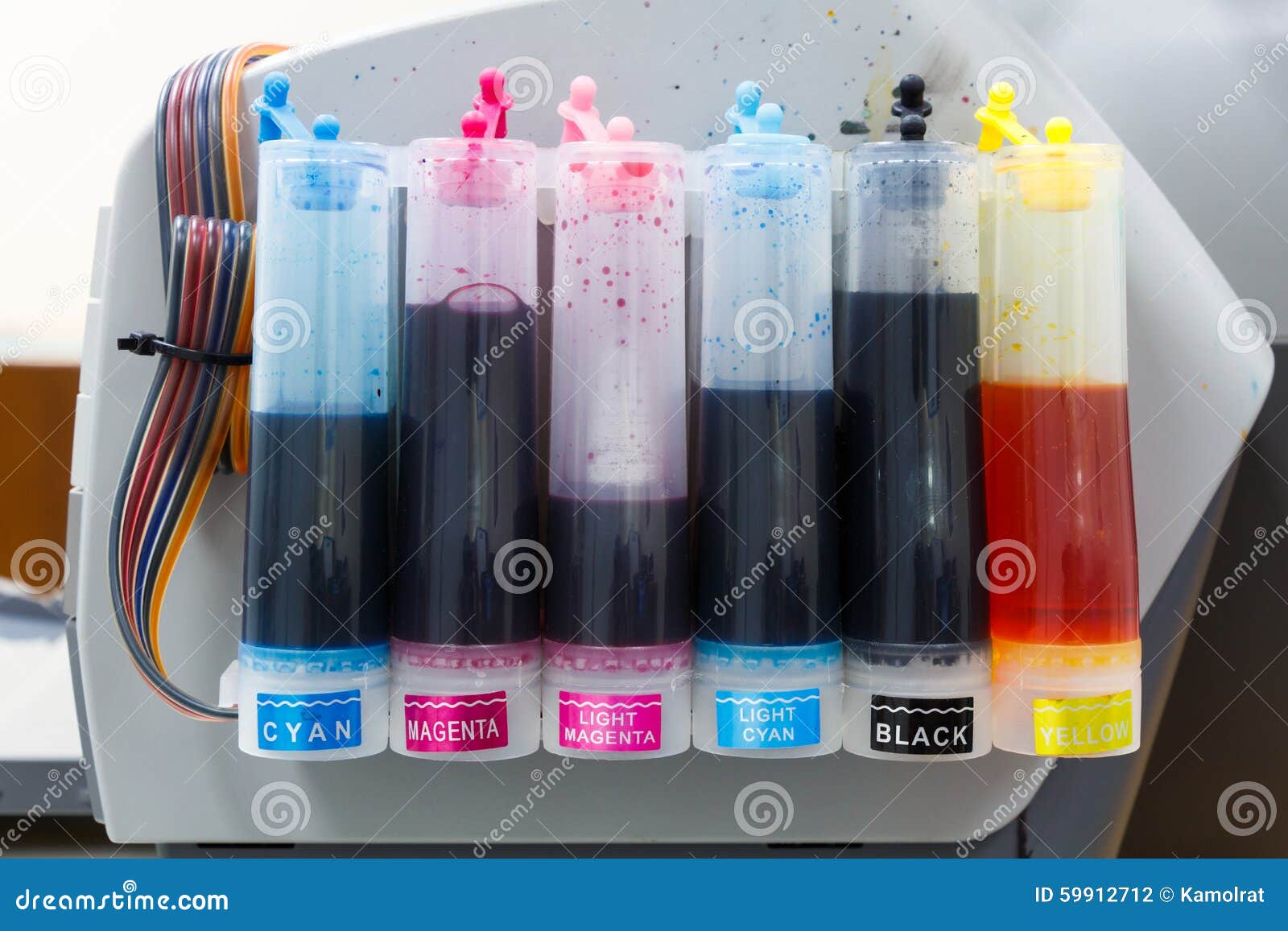 Color Tank on Inkjet Printer Stock Photo - Image of equipment, supply ...