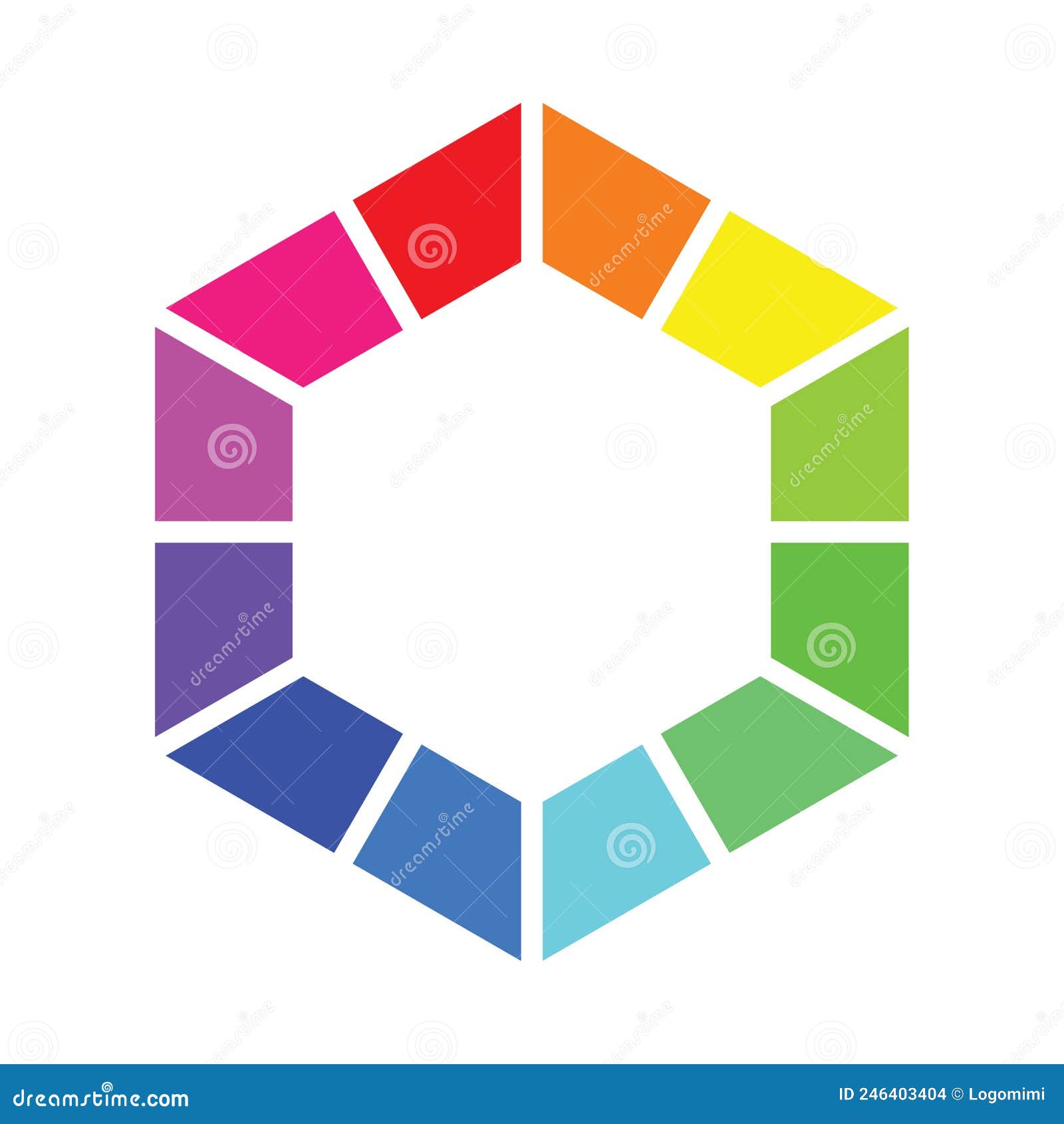 Color Theory Illustration Design, 12 Rainbow Colors in Hexagon Shape ...