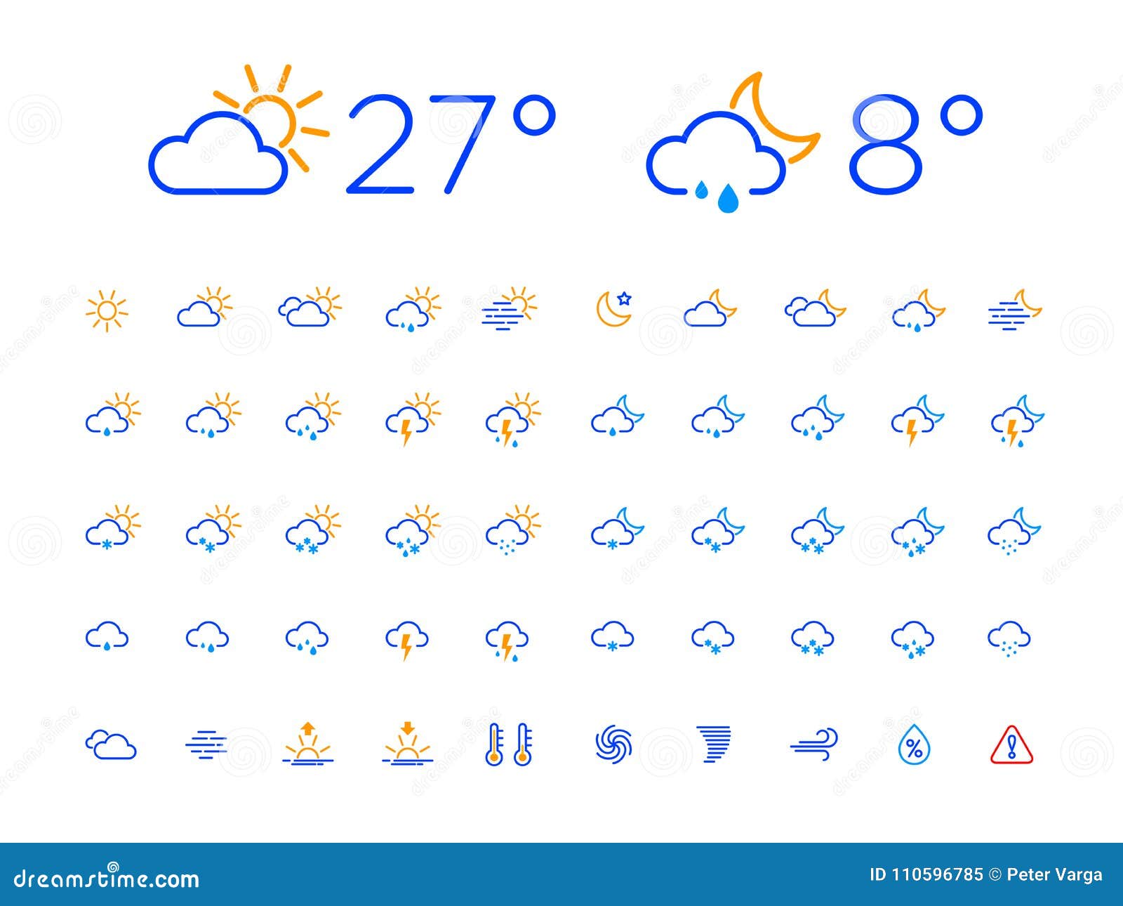 Color Thin Line Day Night Weather Icon Set Stock Vector - Illustration ... Color Thin Line Day Night Weather Icon Set Stock Vector - Illustration ...