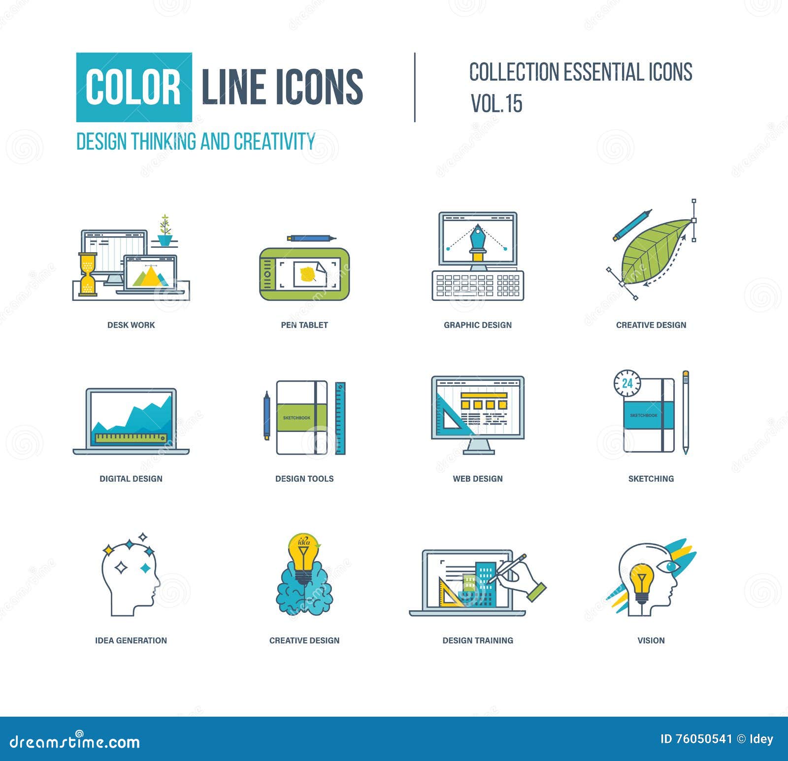 Color thin Line icons set. stock vector. Illustration of scetching ...