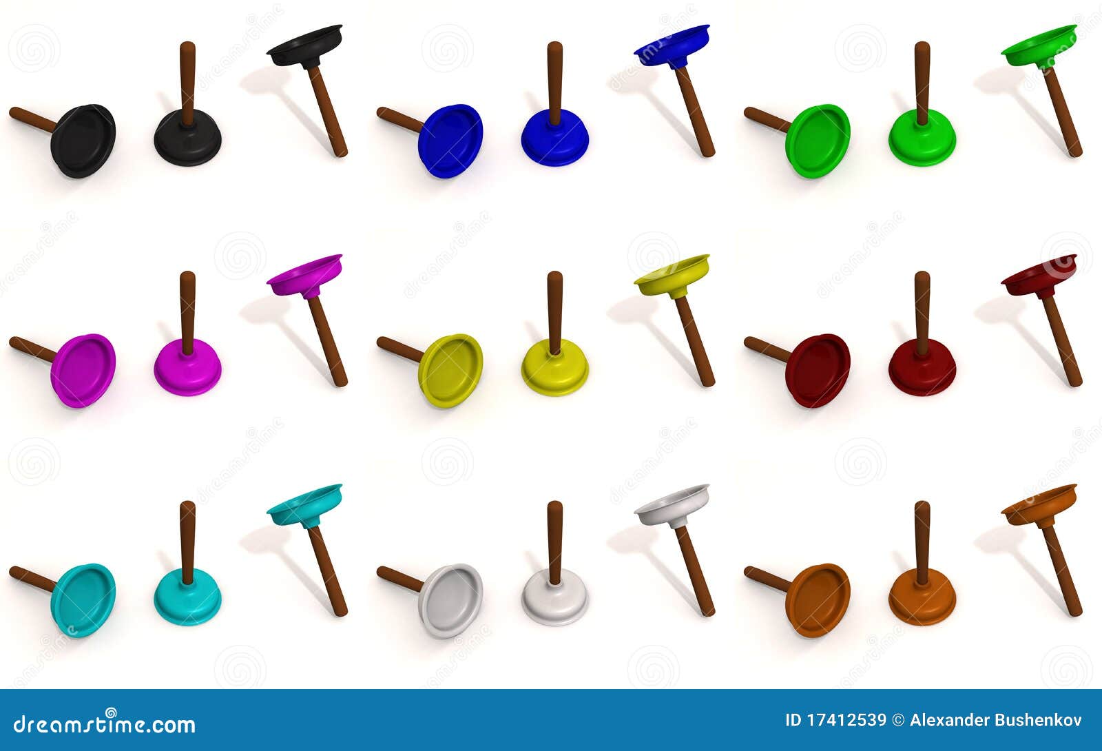 Color toilet plungers stock illustration. Illustration of rubber - 17412539