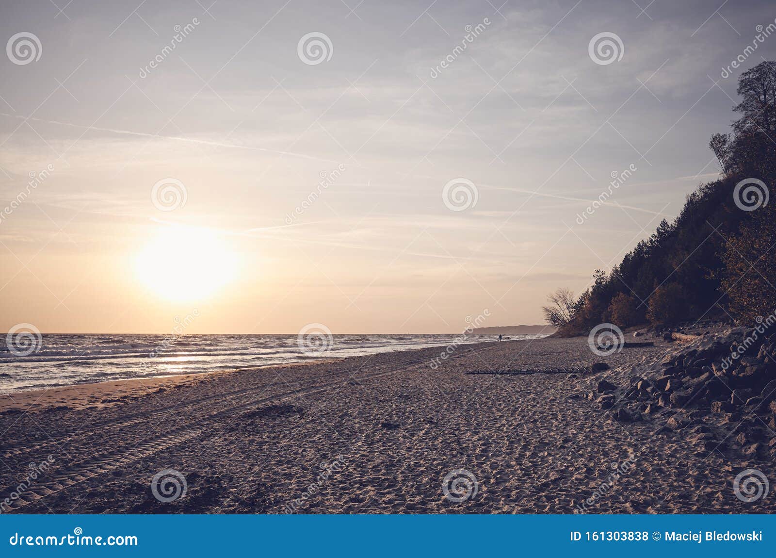 Color Toned Picture of a Beach at Sunrise Stock Photo - Image of sand ...